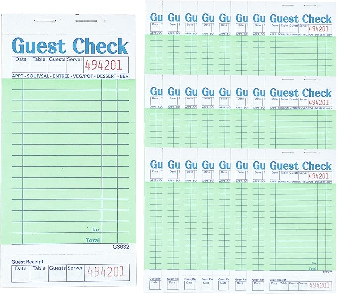Amazon.com: Officeva Guest Checks Server Note Pads 24 Pack 1200 Orders ...
