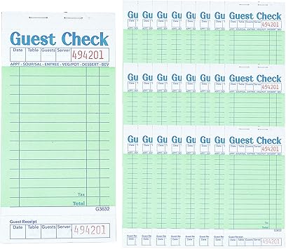 Amazon.com: Officeva Guest Checks Server Note Pads 24 Pack 1200 Orders ...