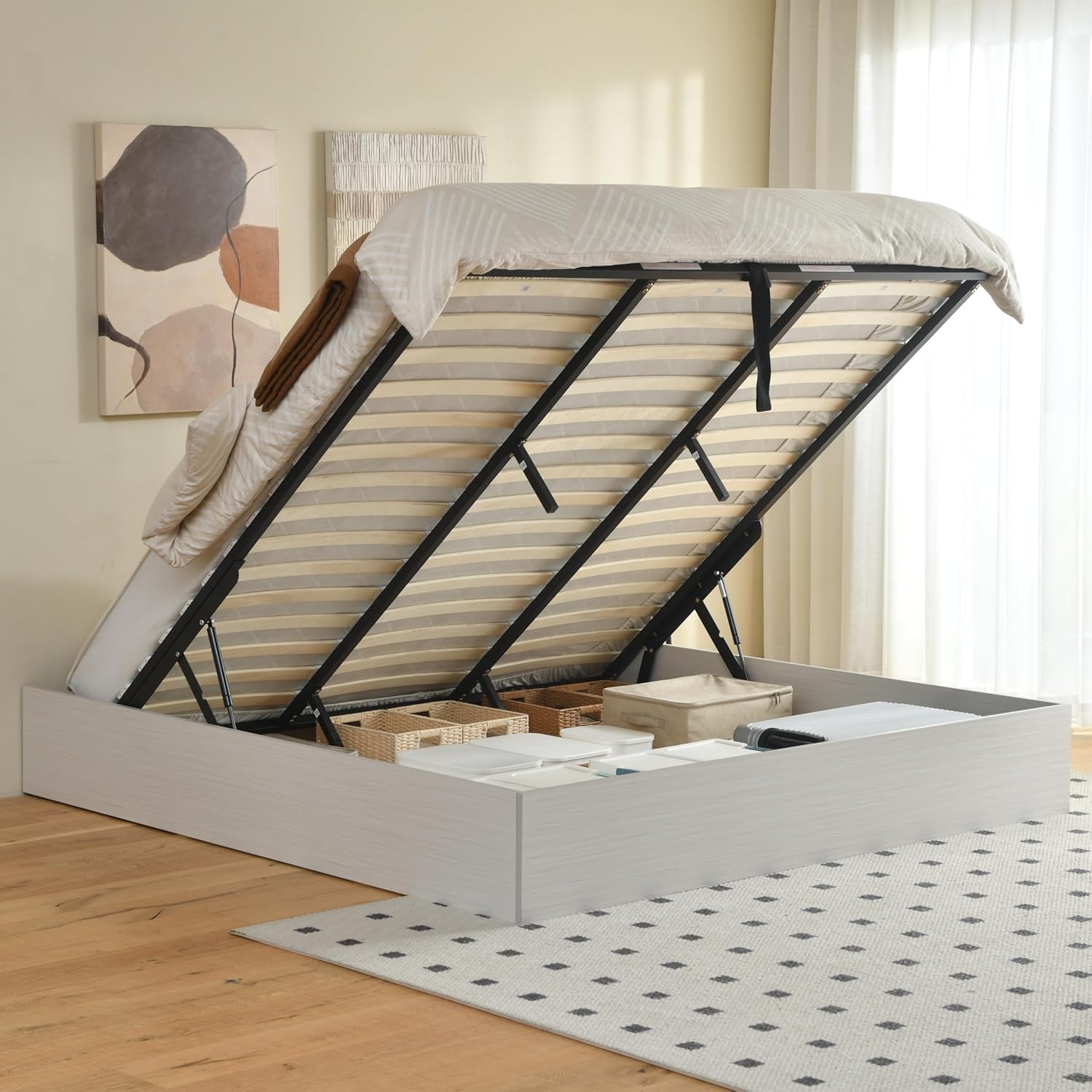 Amazon.com: Zanmintaobo King Size Lift Up Storage Platform Bed Frame ...