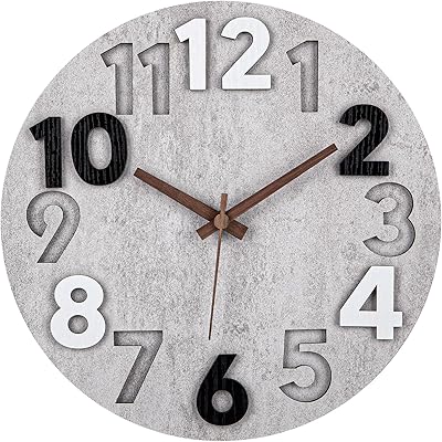 Amazon.com: HYLANDA Wall Clock 12 Inch, Grey Wall Clocks Battery ...