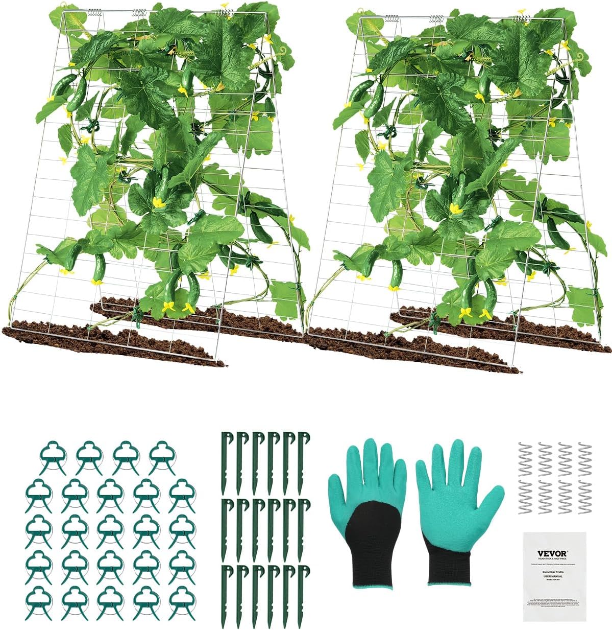 Amazon.com : VEVOR Cucumber Trellis for Climbing Plants, 35" H x 55" W ...