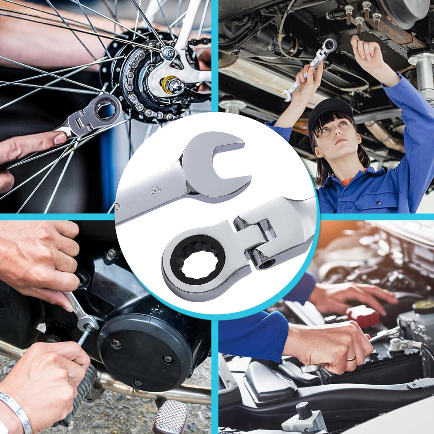 B4B BANG 4 BUCK Llave combinada de trinquete de 0.748 in, llave de trinquete métrica de cabeza ...