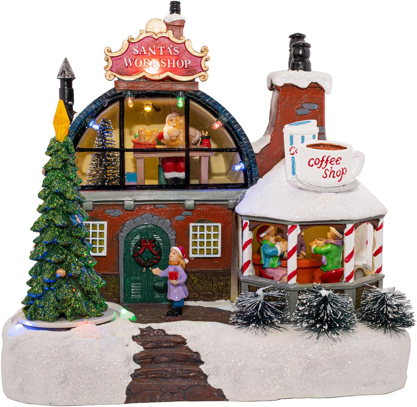 Amazon.com: FG Square Animated Christmas Village Santa's Workshop ...