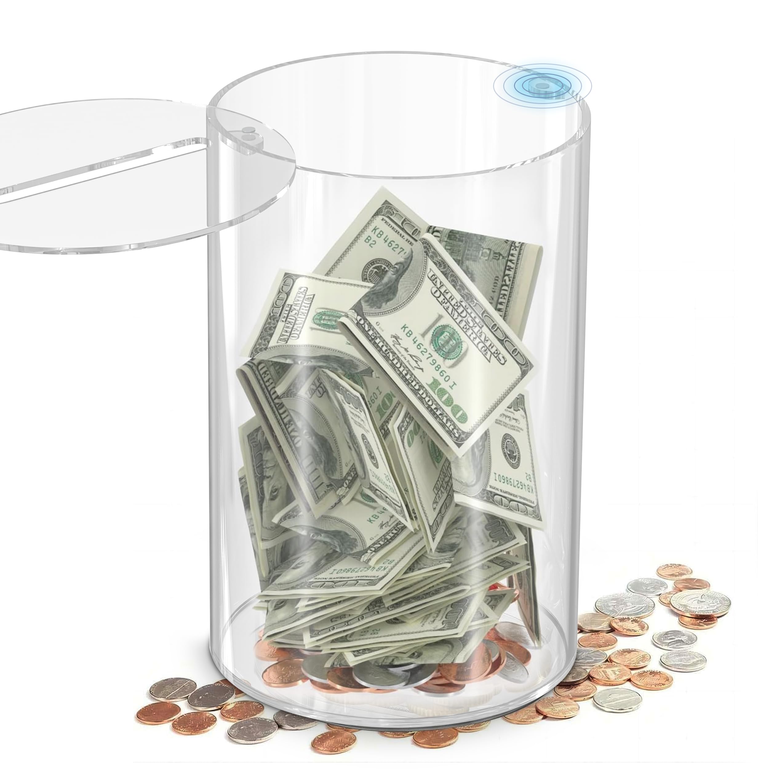 Amazon.com : KashKaddy Clear Tip Jar - Acrylic Donation Box w/ Magnetic ...