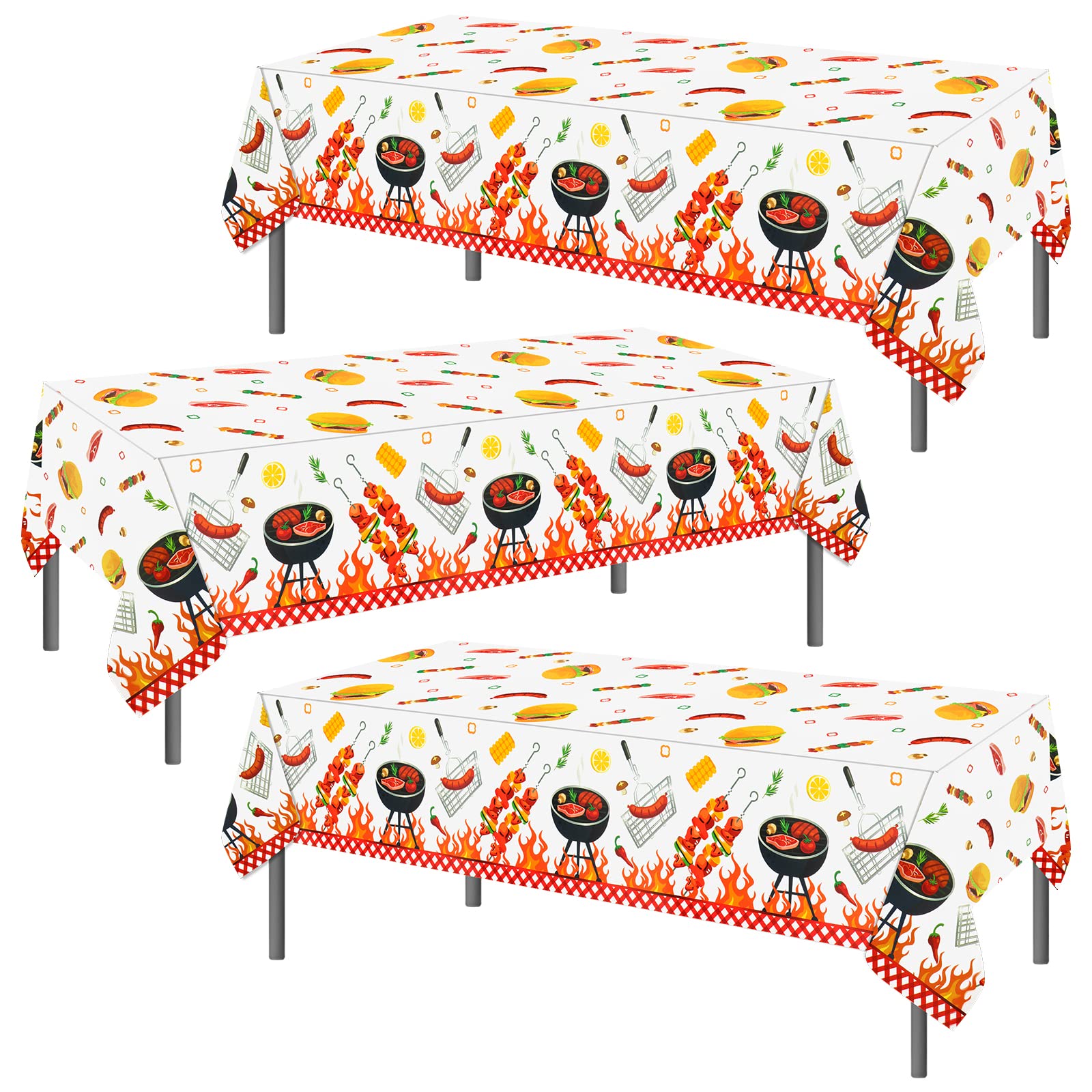 Amazon.com: PHOGARY 3 Pieces Plastic BBQ Party Table Covers Picnic ...