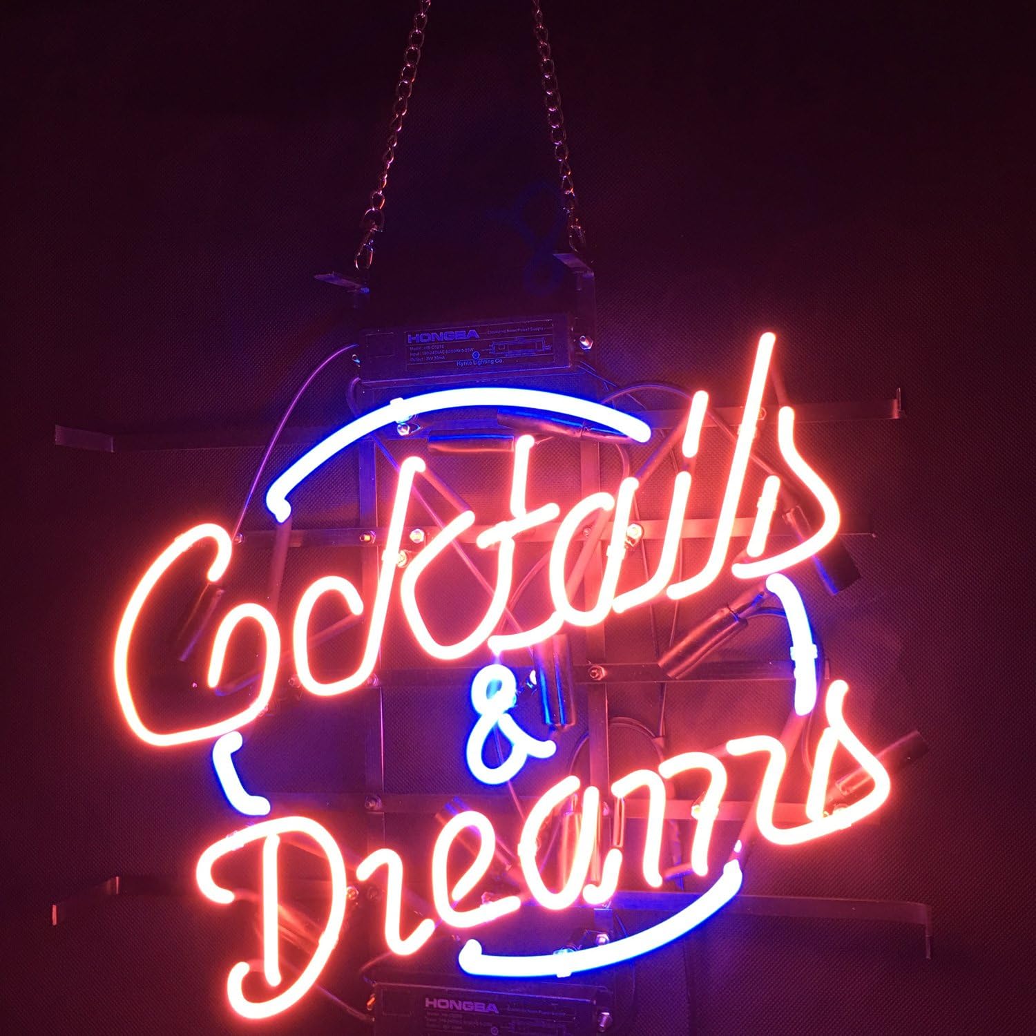 COCKTAILS and DREAMS Real Glass Neon Light Sign Home Beer Bar Pub ...
