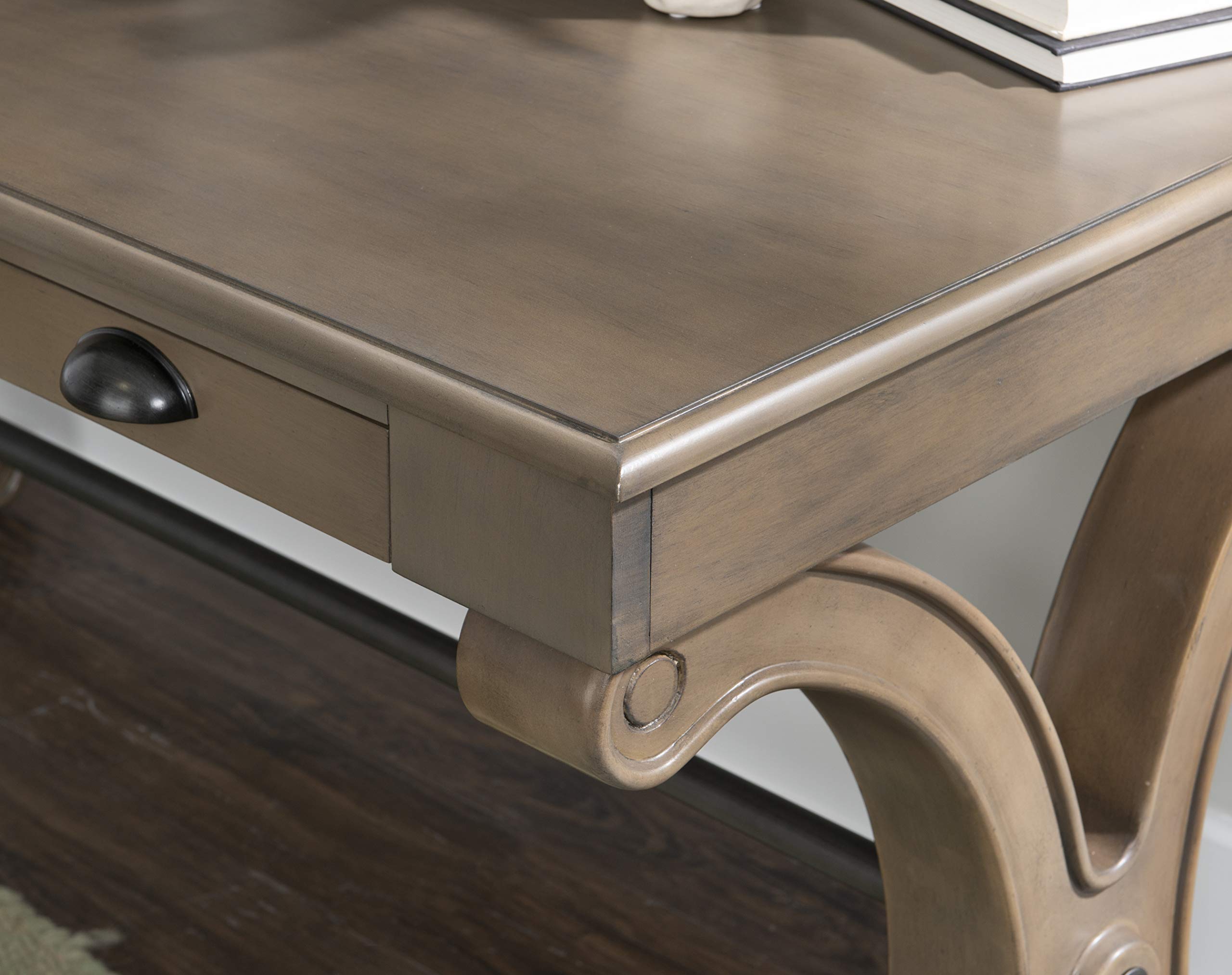 Powell Company Three Drawer Grey Powell Flagler Desk, 56.25”W x 28.5”D ...