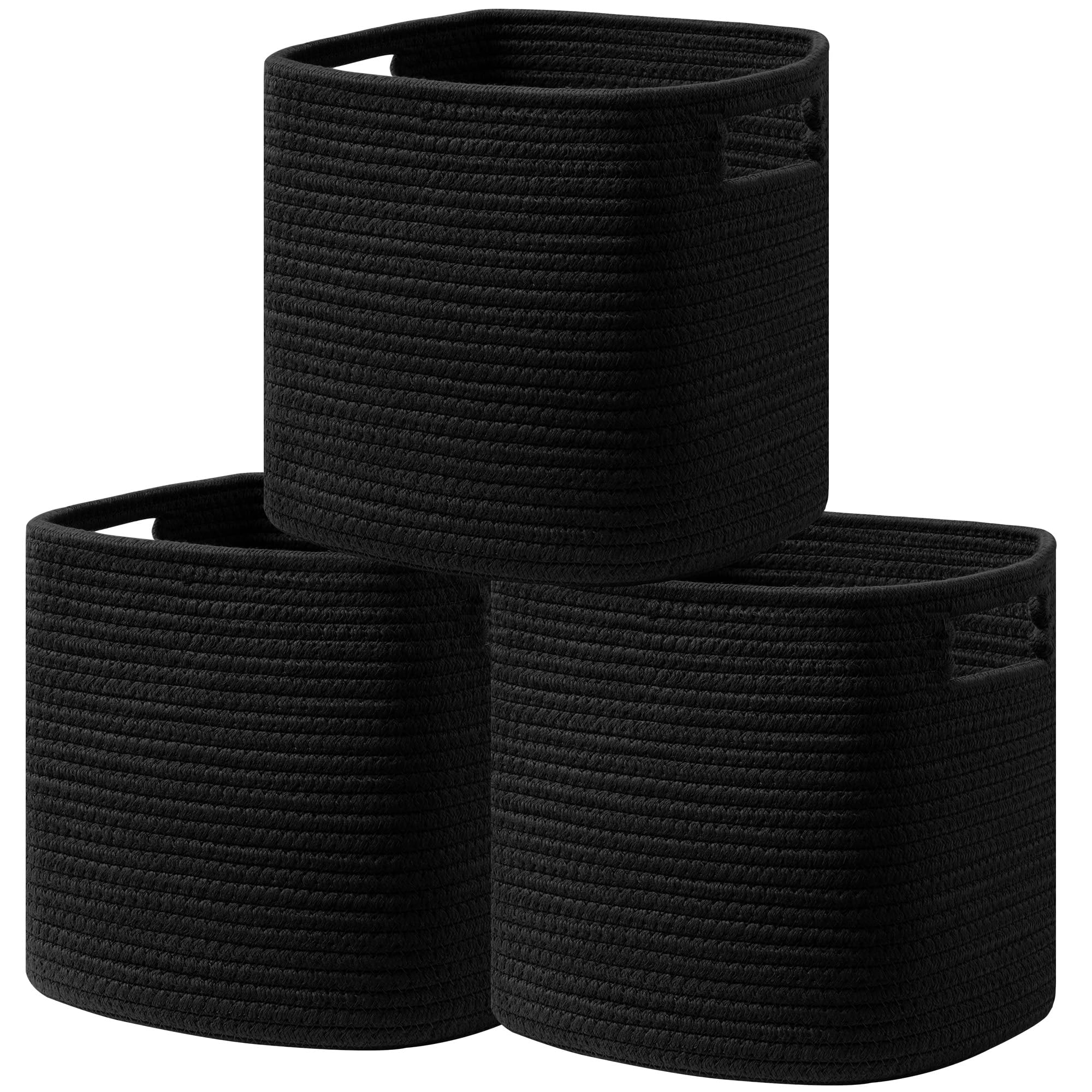 UBBCARE Set of 3 Cotton Rope Basket 13 X 13 X 13 Inches, Woven Storage ...