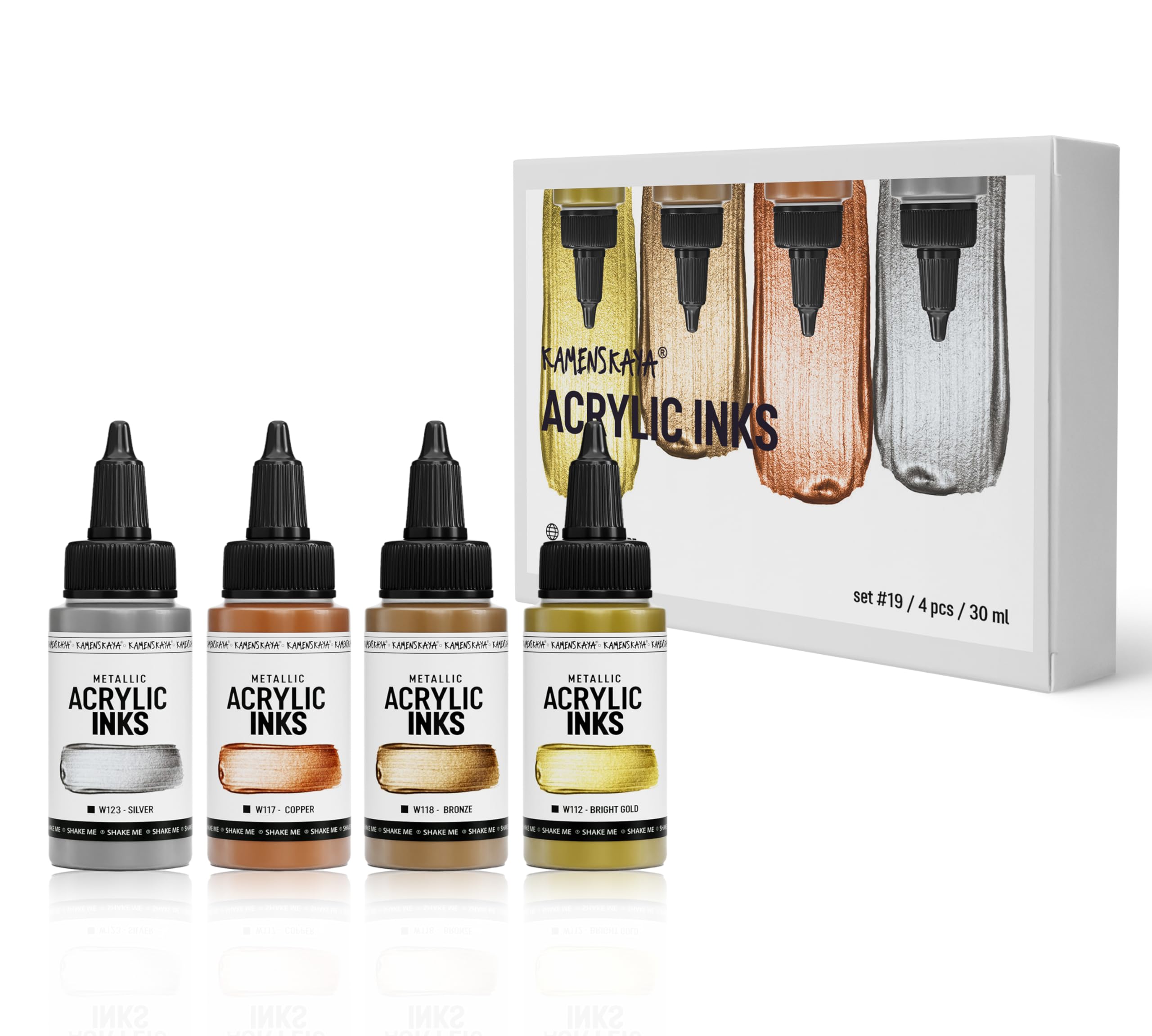 Amazon.com: KAMENSKAYA Acrylic Inks for Artists - Metallic Acrylic ...