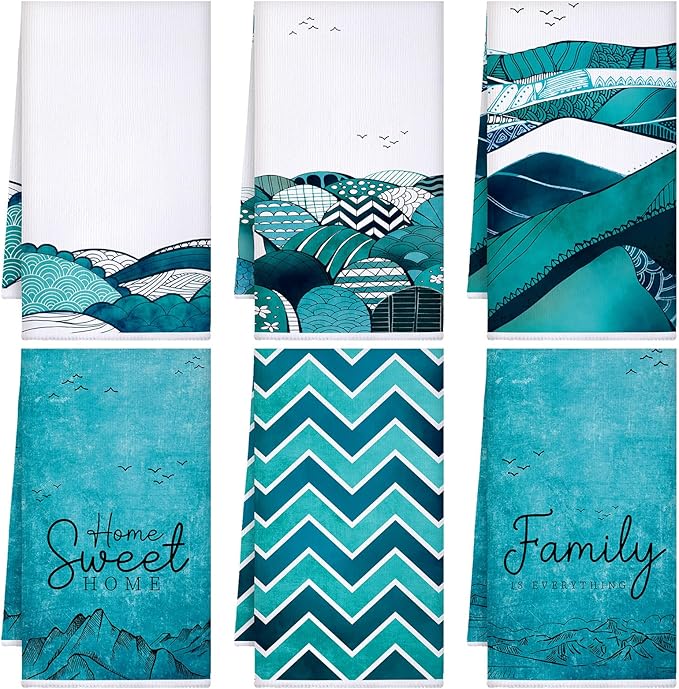 Amazon.com: Bencailor 6 Pcs Teal Kitchen Towels Turquoise Dish Hand ...
