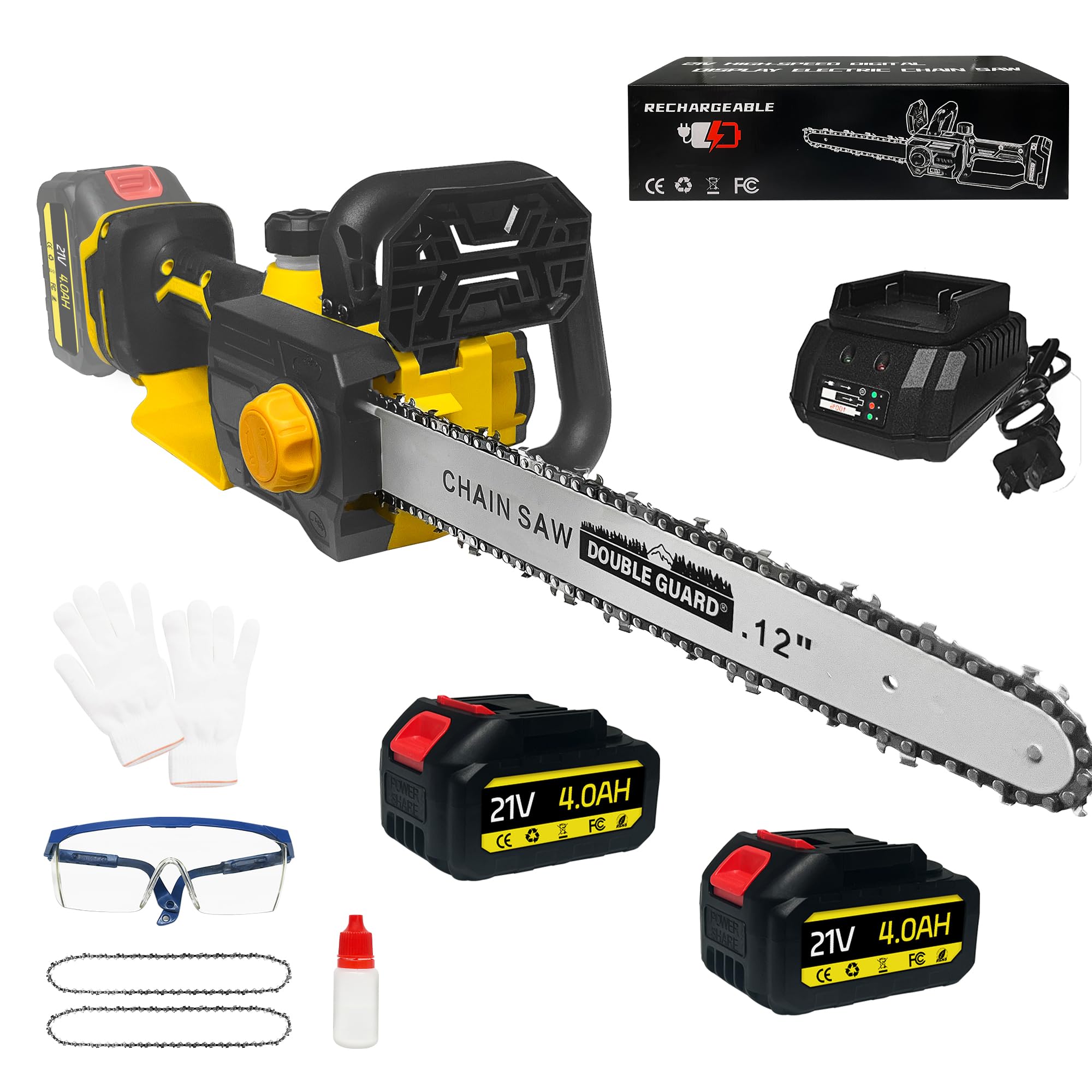 Electric Chainsaw Cordless, 12 Inch Cordless Chainsaw, Max Speed 39.37 ...