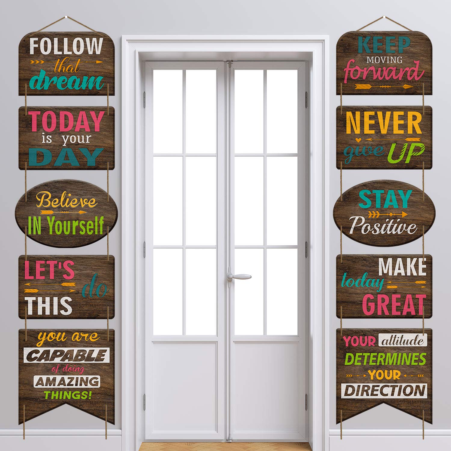 Buy Whaline Motivational Porch Sign Classroom Inspirational Cards ...