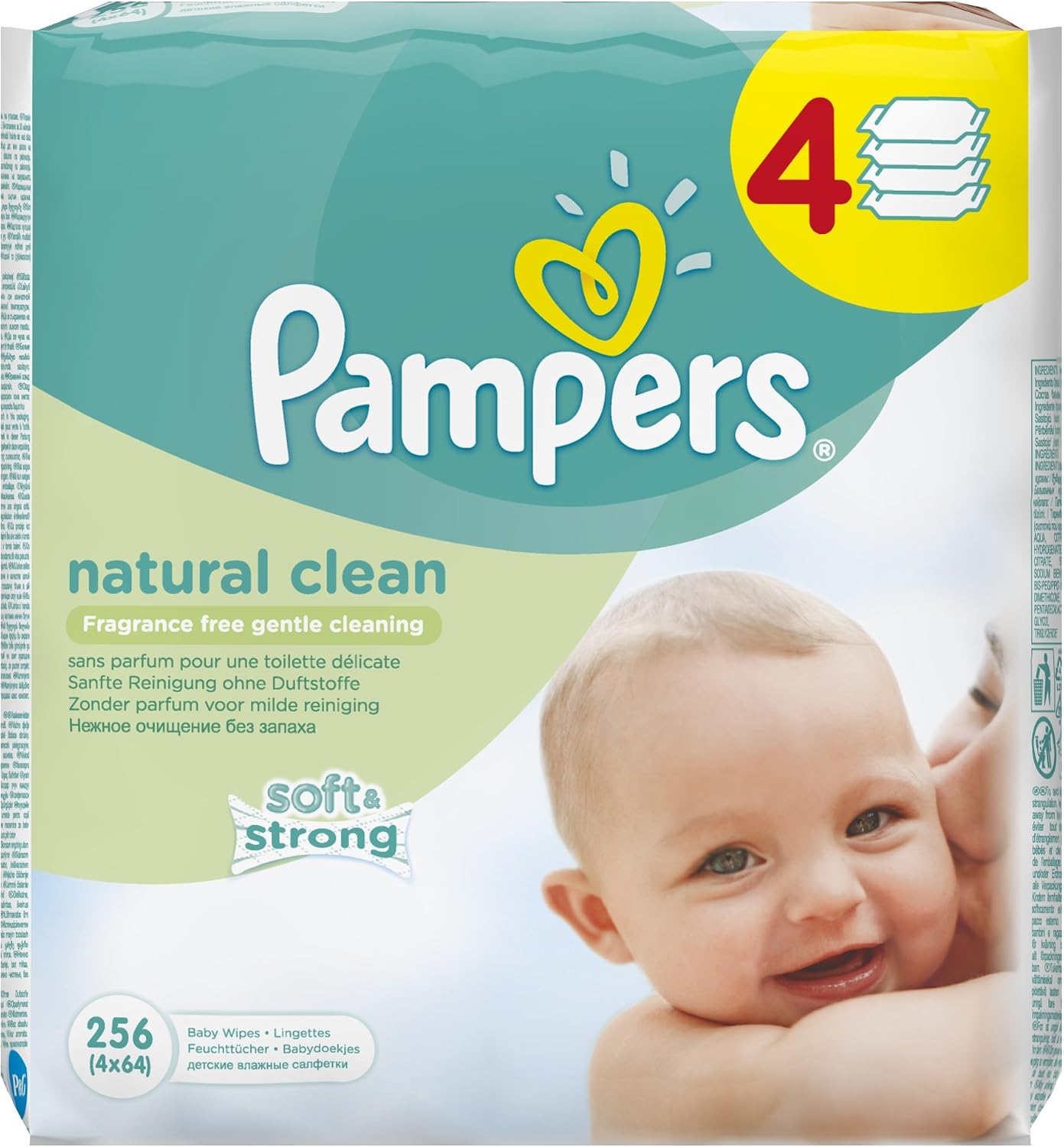 Pampers Natural Clean Wipes - 4 x Packs of 64 (256 Wipes) : Amazon.co ...