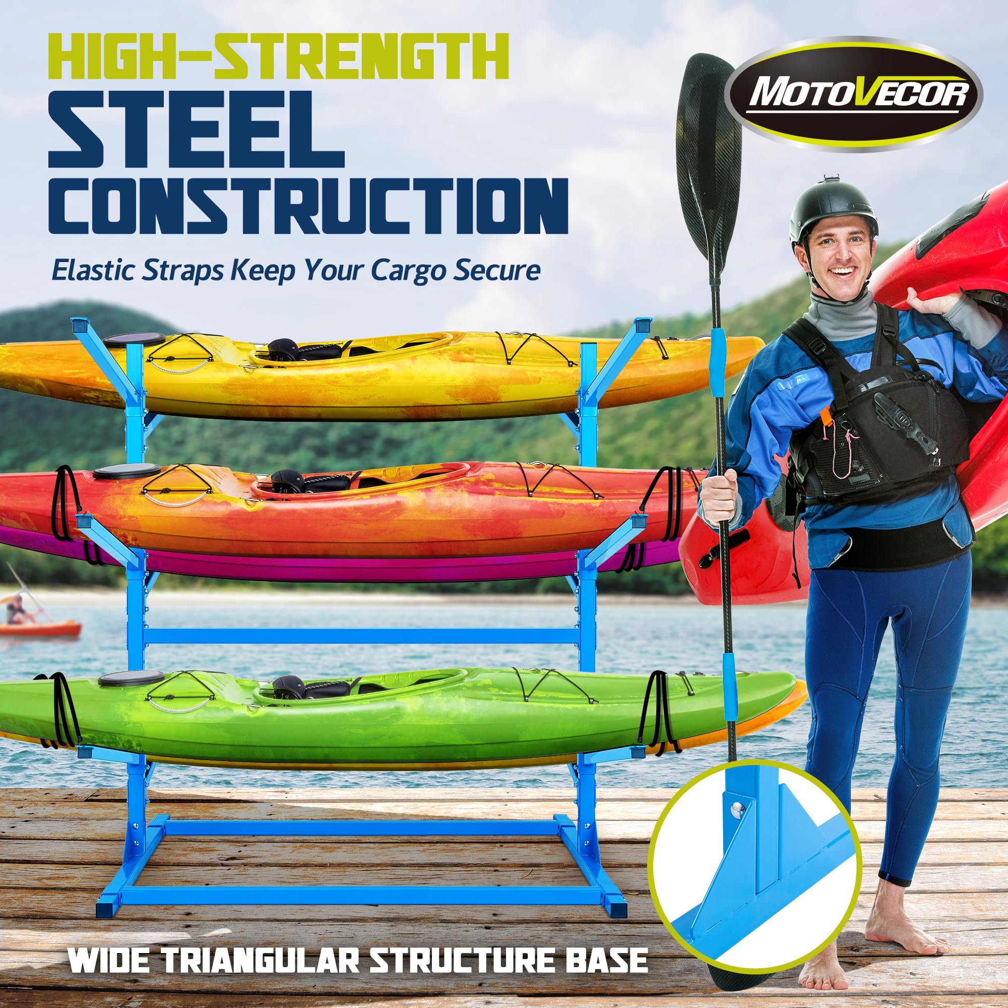 Snapklik.com : Freestanding Kayak Storage Rack 3 Levels, Adjustable ...