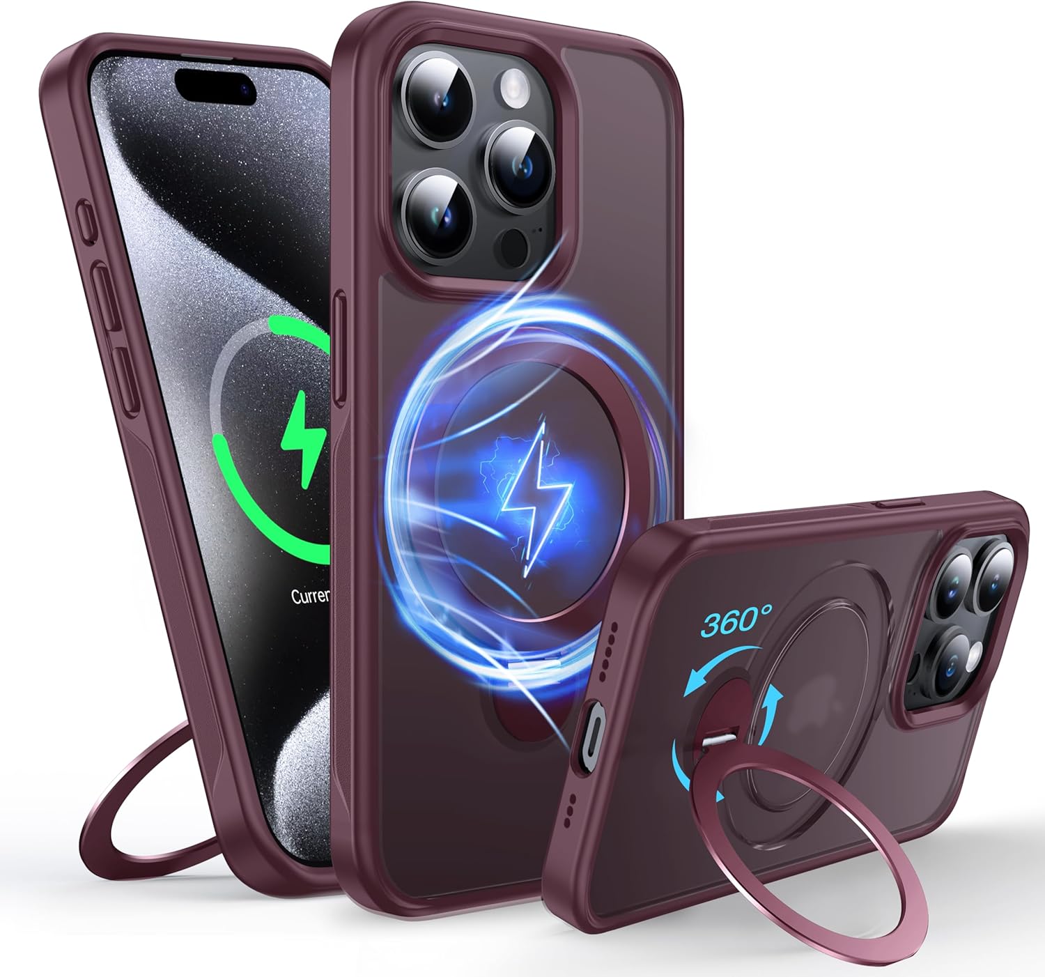 Amazon.com: FNDMIL for iPhone 15 Pro Case with 360° Magnetic Kickstand ...