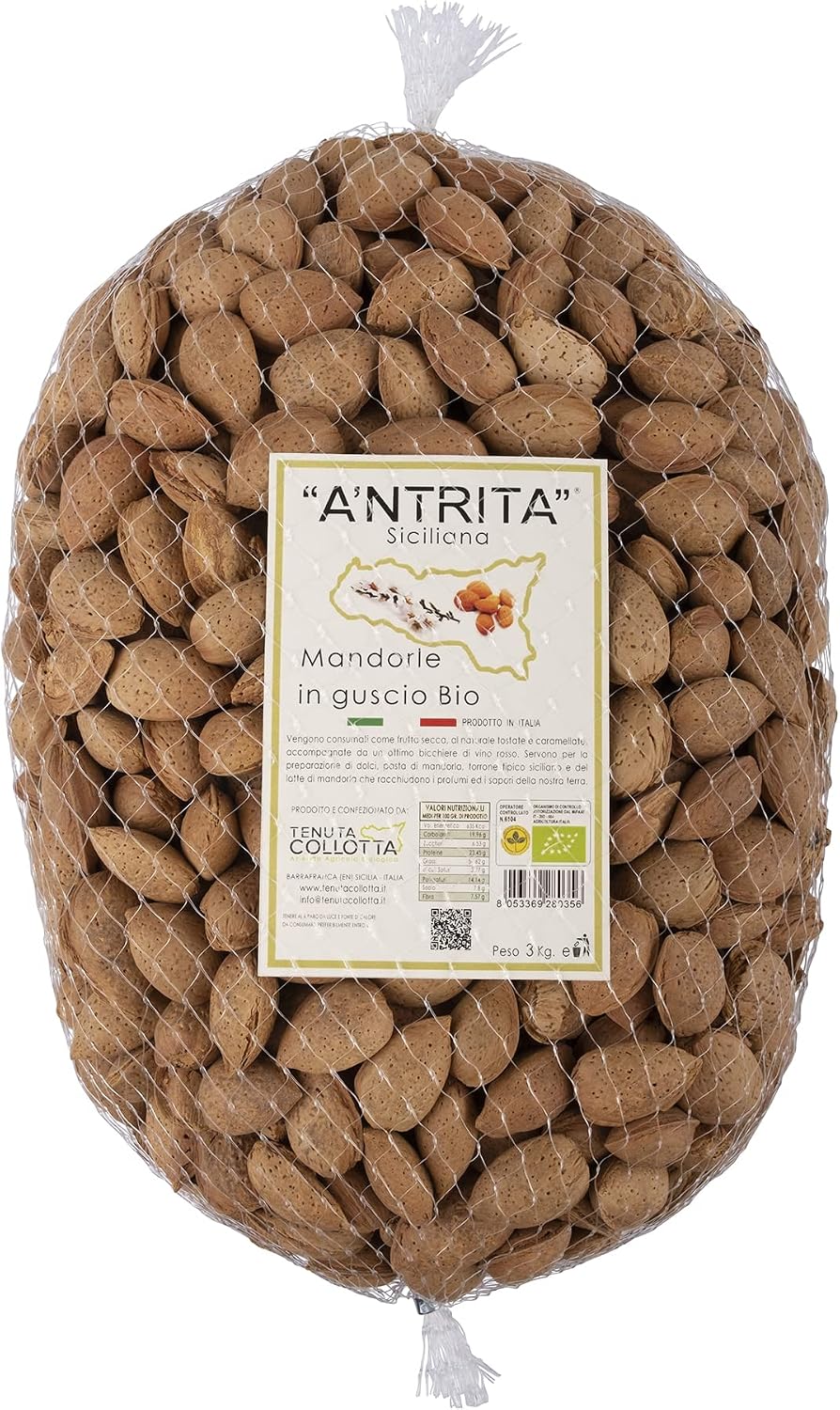 A'Ntrita® - Amandes Bio en coque 3 Kg - 100% Italiennes - Produit en ...