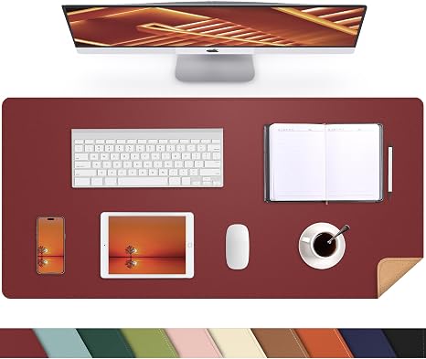 Amazon.com : Desk Mat 35" x 17" Leather Desk Pad Protector with Natural ...