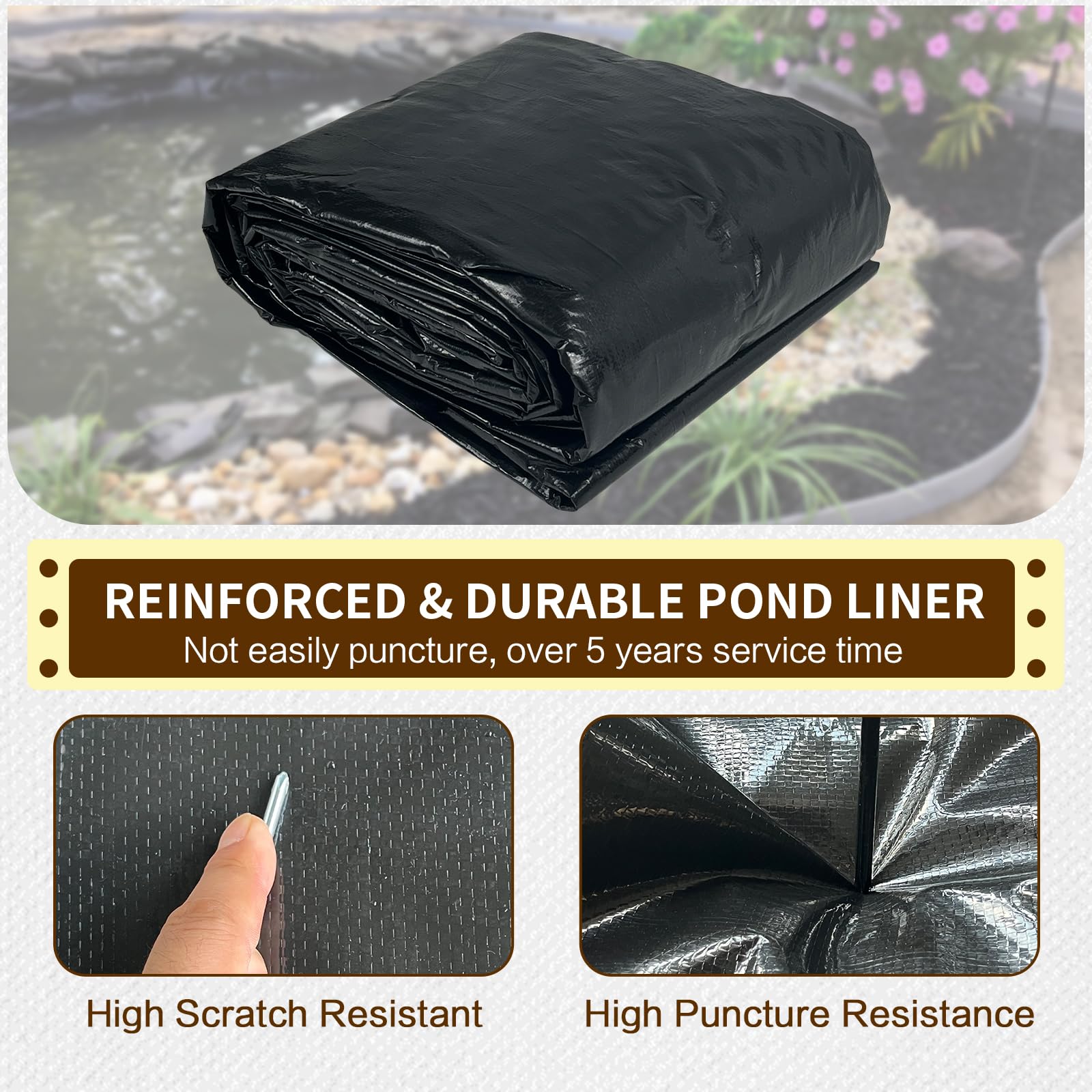 Snapklik.com : Yeezoo 20x25FT Reinforced Large PE Pond Liner, KOI Pond ...
