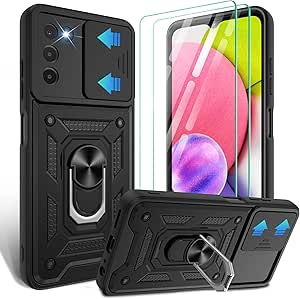 Amazon.com: Gritup for Samsung Galaxy A03s Case with Screen Protector[2 Pcs] with Slide Camera ...