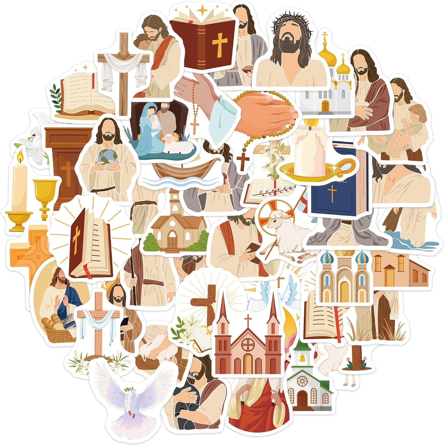 Amazon.com: 100 Pcs Religious Jesus Stickers, Christian Sticker Decals ...