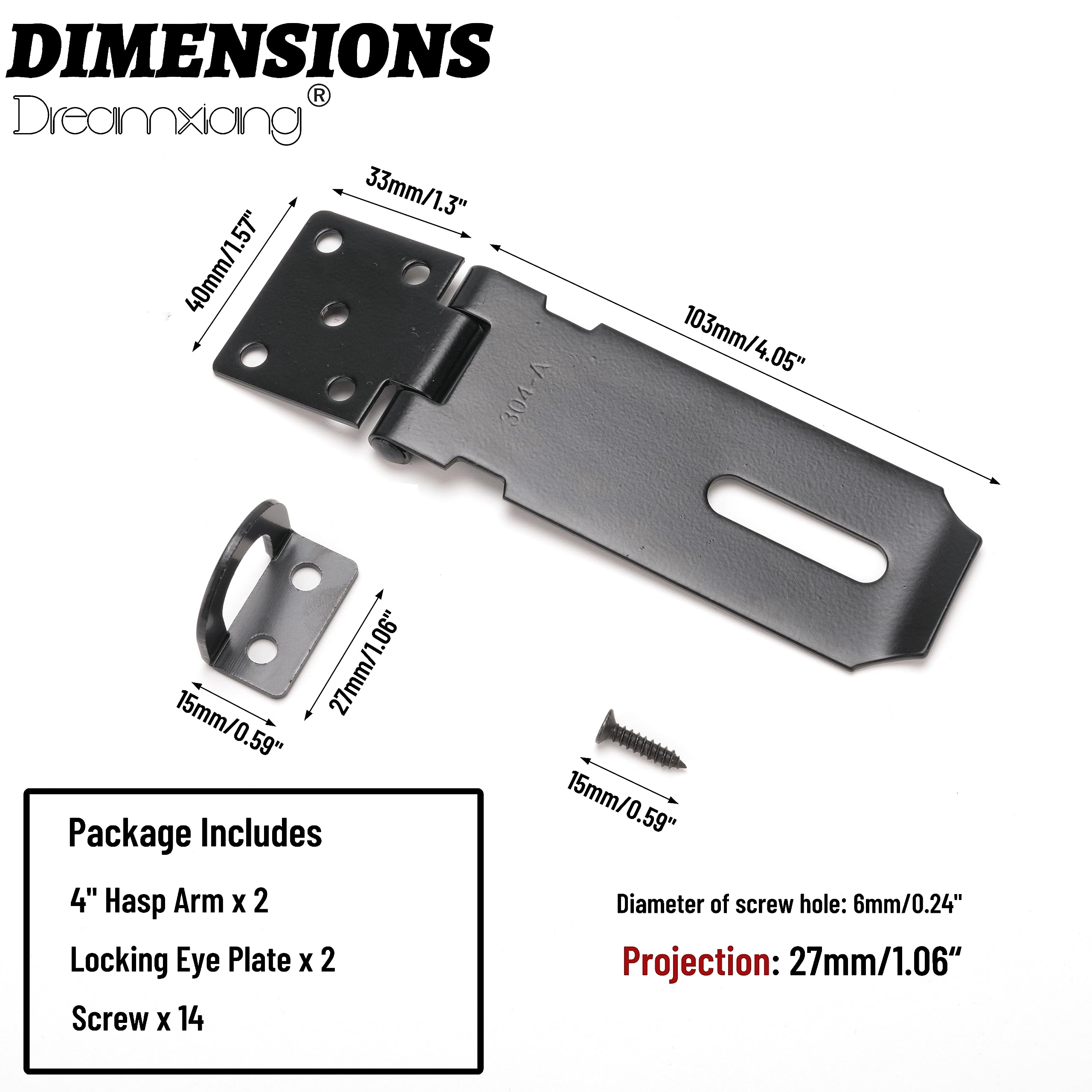 Snapklik.com : 4"Heavy Duty Door Lock Hasp Latch-2 Pack