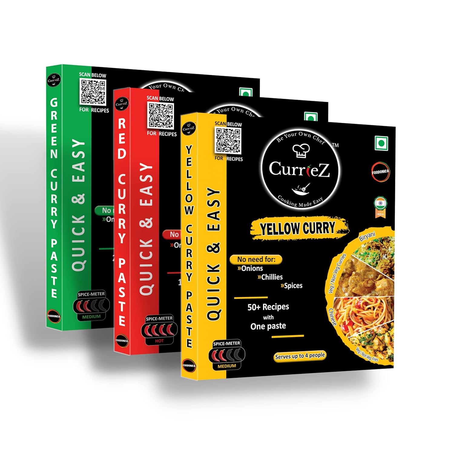 CurrieZ-Value Combo (RED|YELLOW|GREEN 100g Pack of 3)| Curry Paste |100 ...