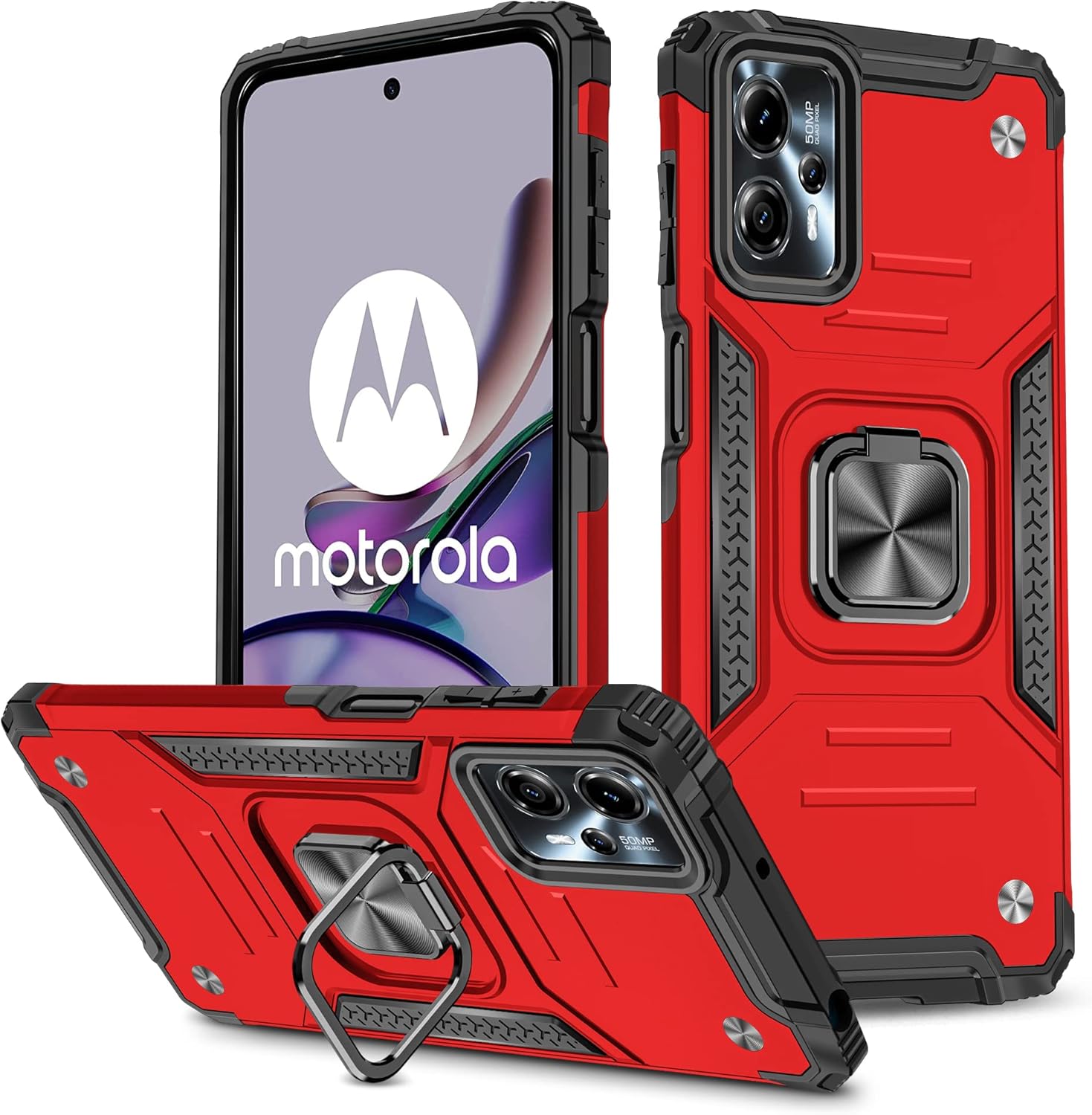 iCatchy for Motorola Moto G13 / G23 Case Ring Holder Military Grade ...