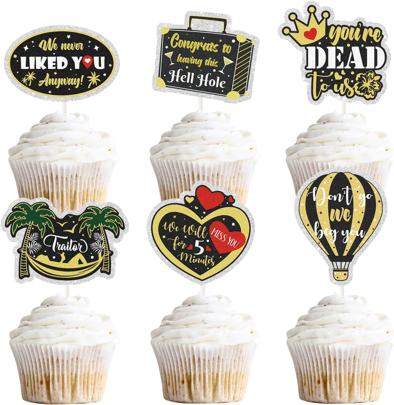 Amazon.com: Funny Retirement Dessert Cake Toppers,18pcs Retirement ...