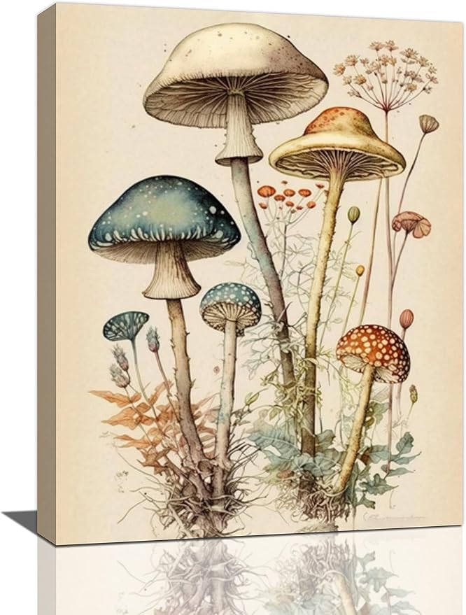 Amazon.com: Vintage Mushroom Botanical Wall Art Mushroom Kitchen Decor ...