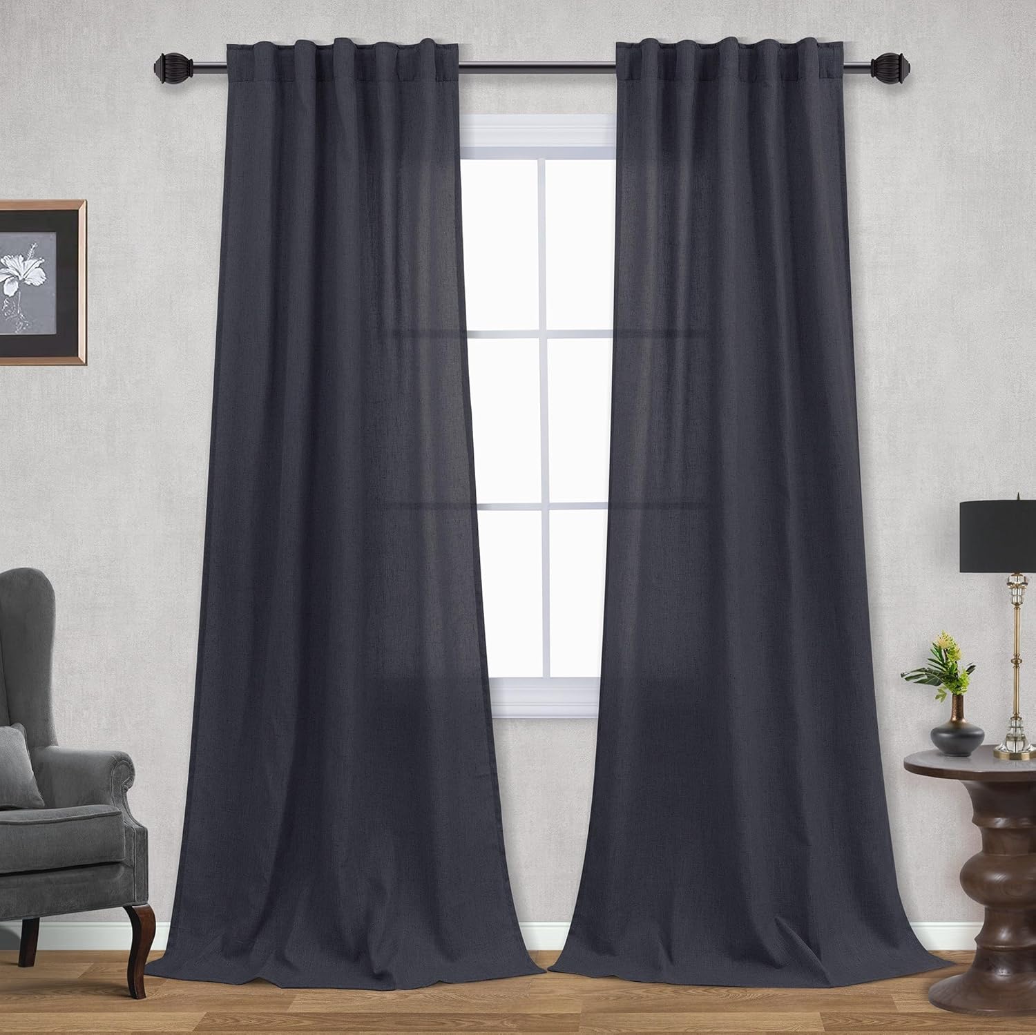 Amazon.com: Mrs.Naturall Dark Grey Curtains for Living Room 42x102 Inch ...