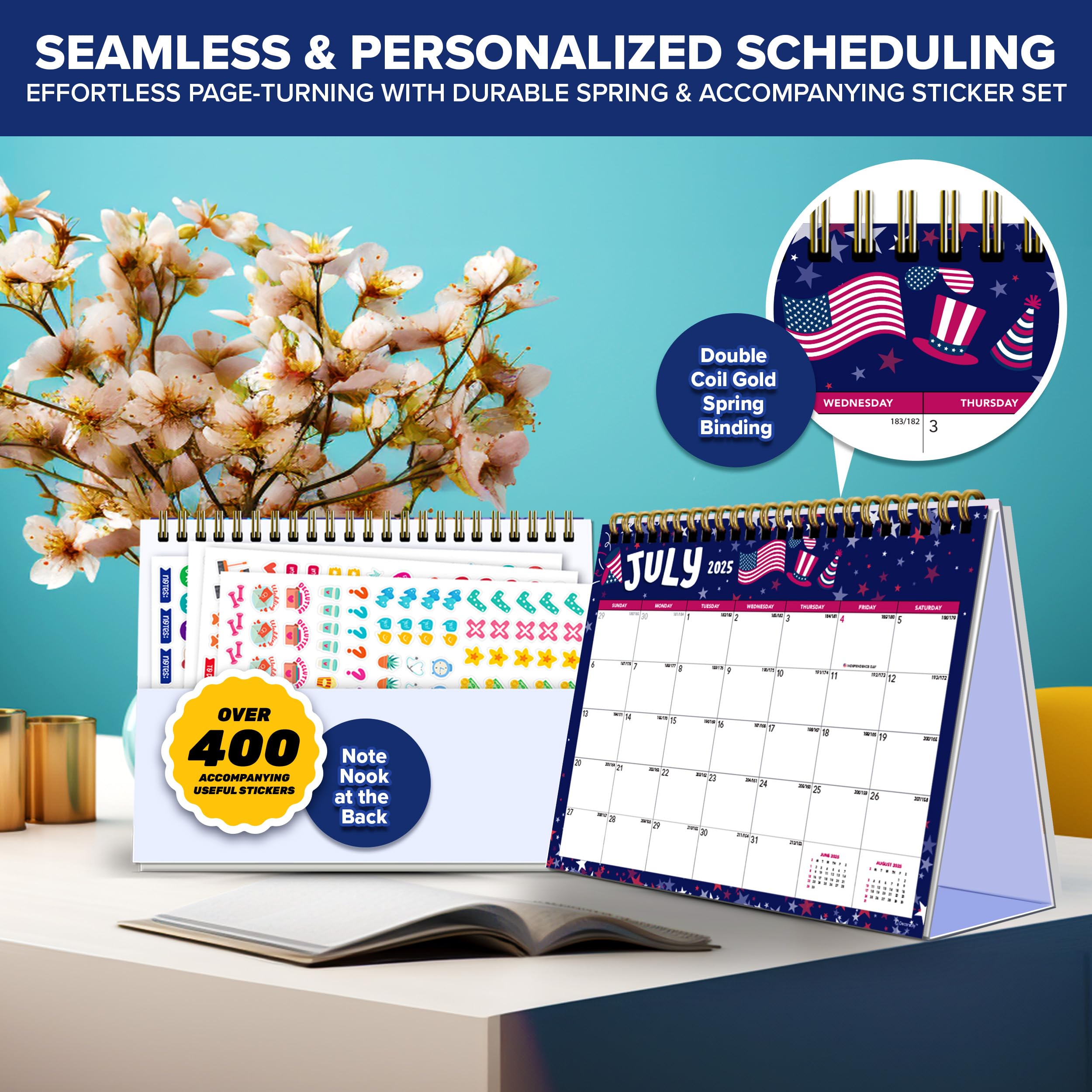 Snapklik.com : Decorably 18 Months Small Desk Calendar 2024 Standing ...
