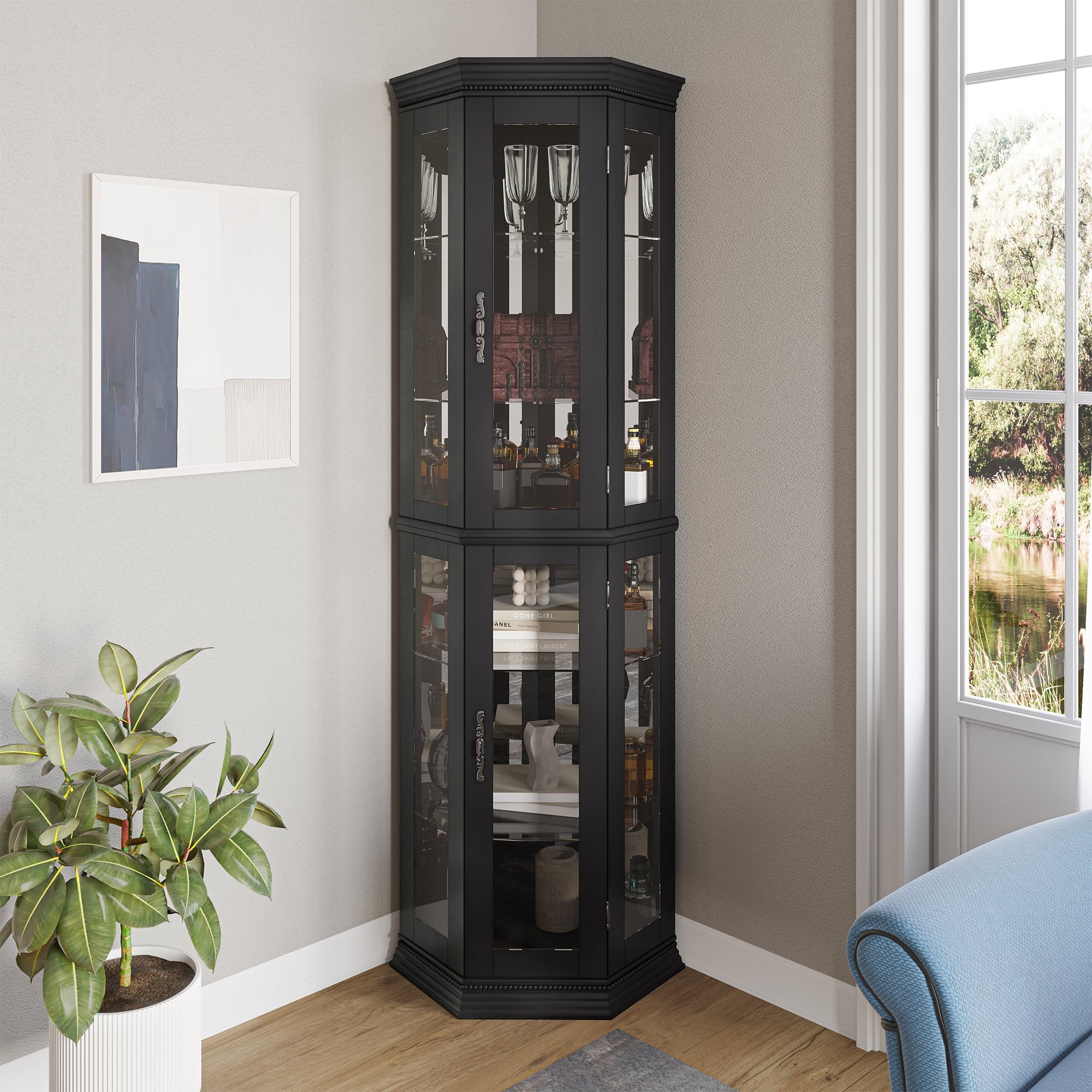 Amazon.com: Howard Miller Marlowe II Corner Curio Cabinet, Long ...