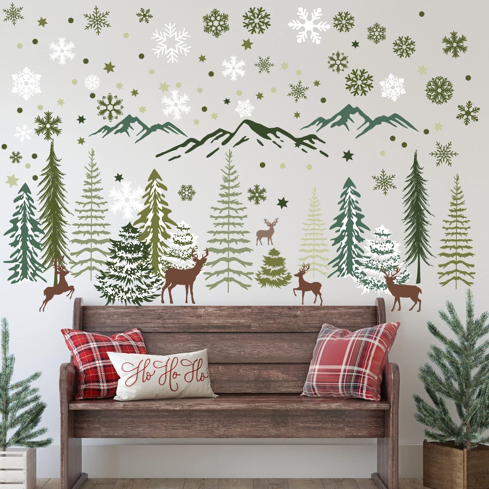 Amazon.com: 130PCS Christmas Wall Decals Winter Wall Stickers Snowflake ...