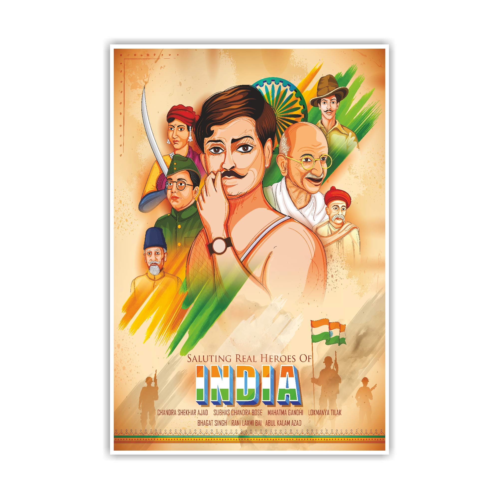 Buy Anne Print Solutions® Saluting Real Heroes Of India (Indian Freedom ...