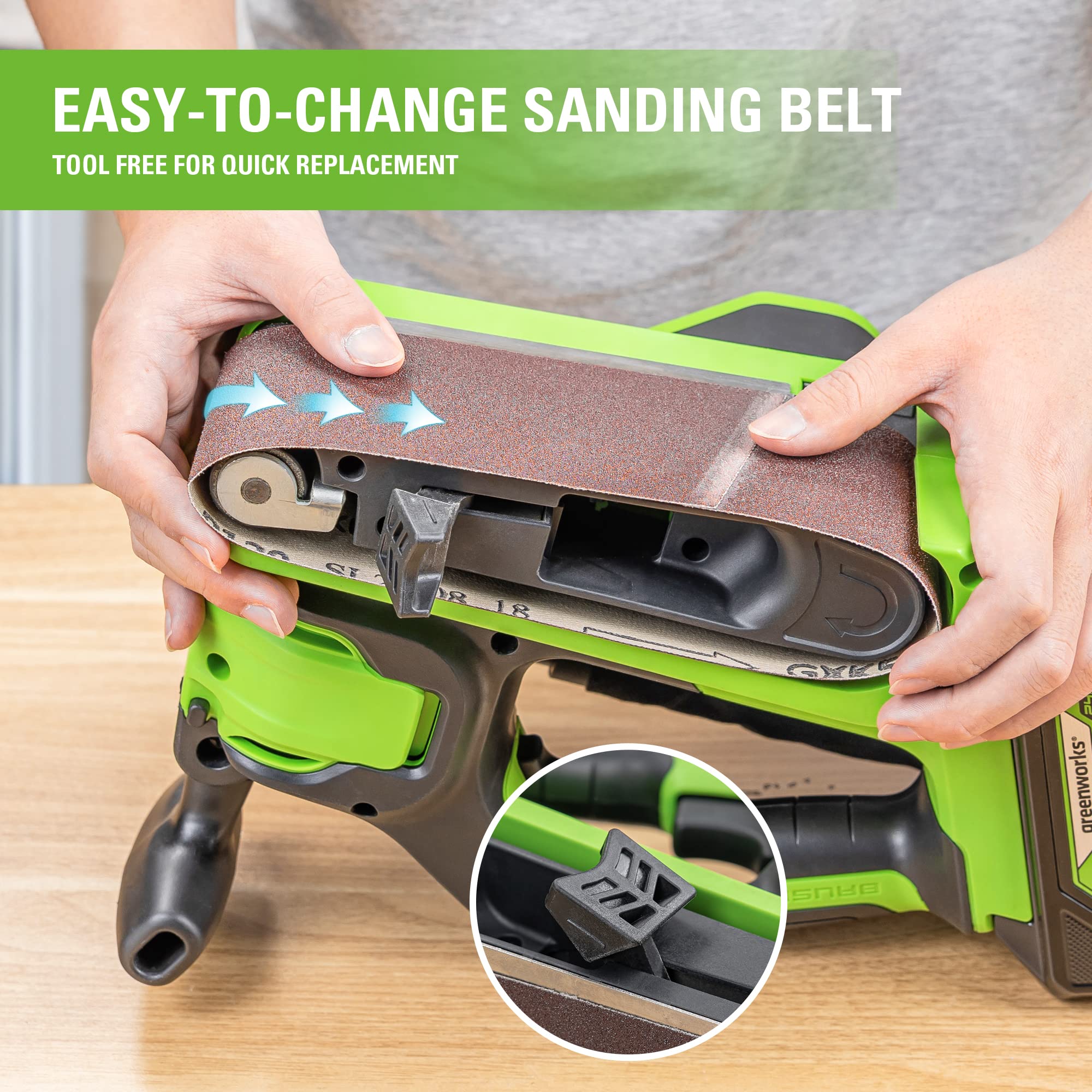 Snapklik.com : Greenworks 24V Brushless Cordless 3in. X 18in. Belt ...