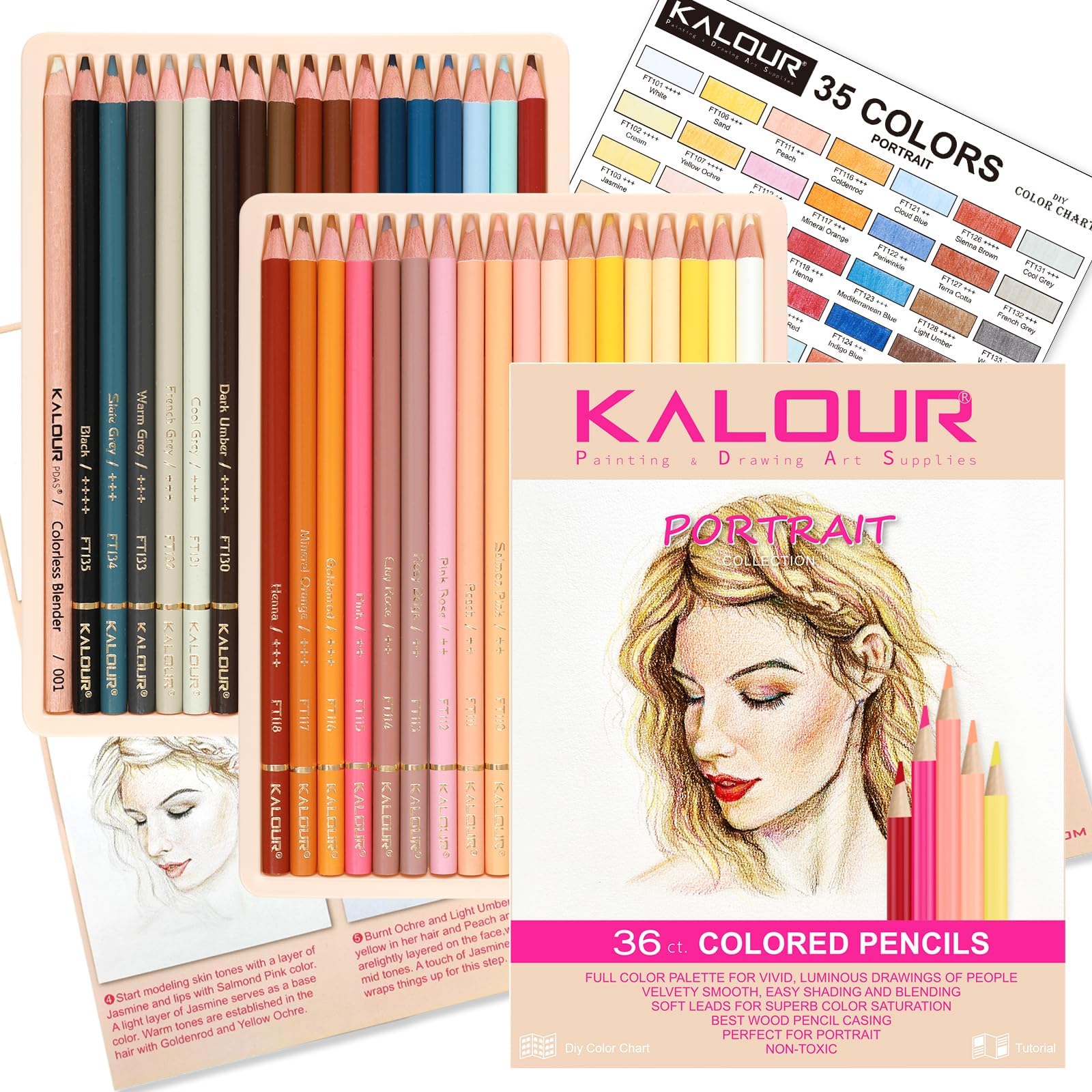 MONT MARTE Crayons de Couleur Peau - 12 pièces de crayons de couleur ...