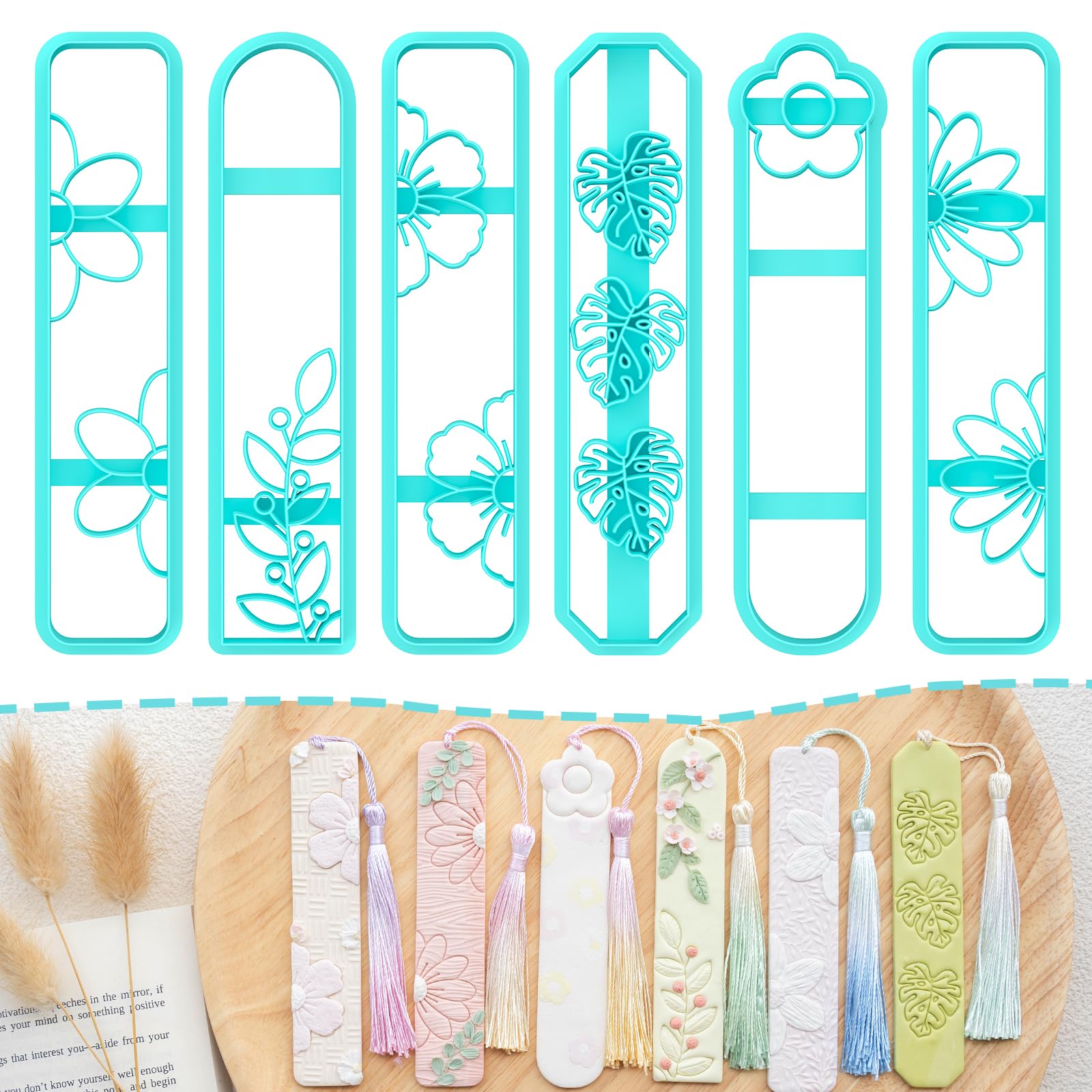 Amazon.com: TAINSKY Bookmarks Polymer Clay Cutters, Floral Bookmark ...
