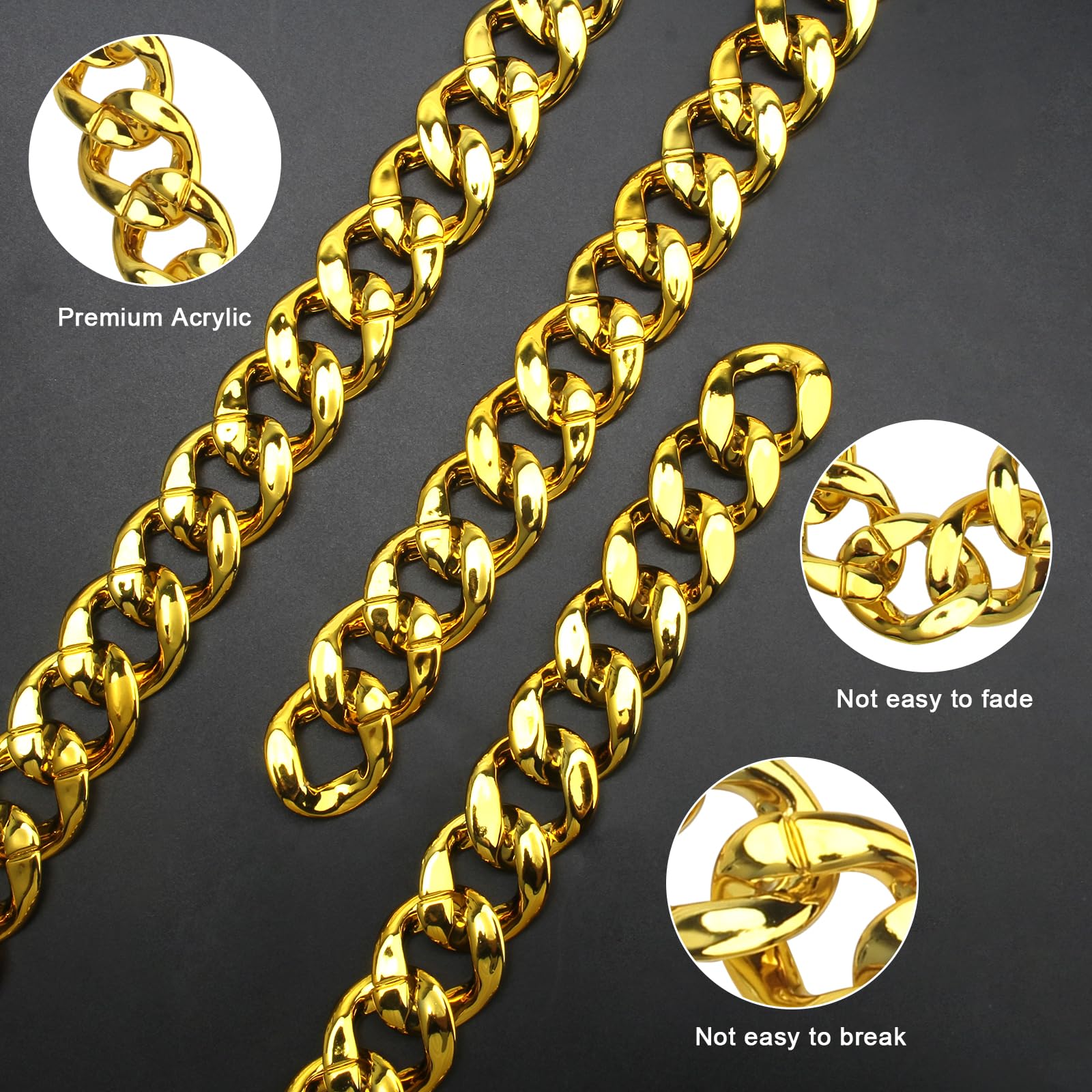 Snapklik.com : Hip Hop Chunky Gold Chain 2 Pack, 36 Inch Big Plastic ...
