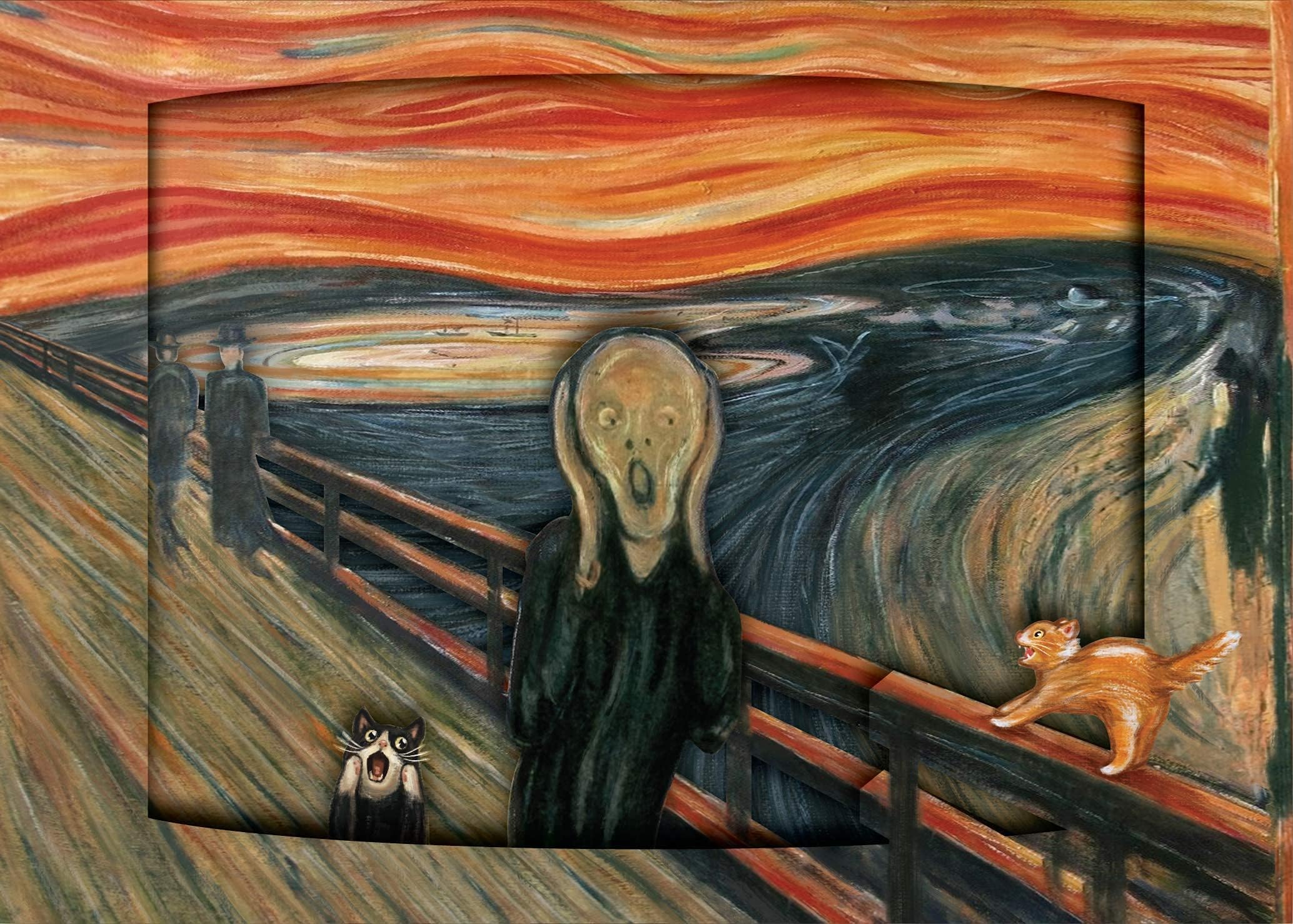 Amazon.com : The Scream feat. Cats- 3D Diorama Card- for All Occasions ...