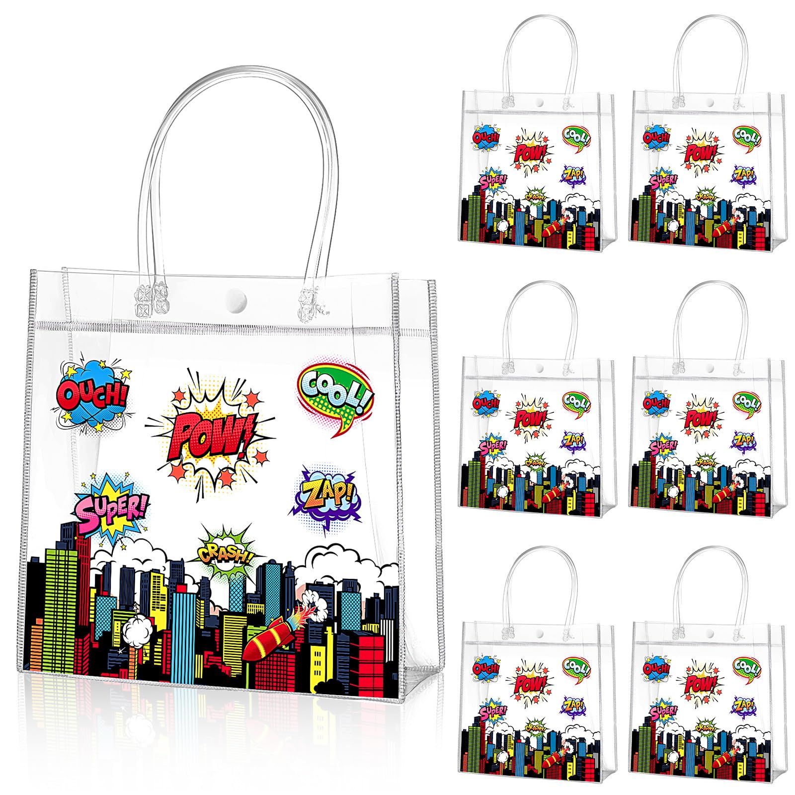 Amazon.com: Aliceset 20 Pcs Hero Clear Favor Bags with Handles Hero ...