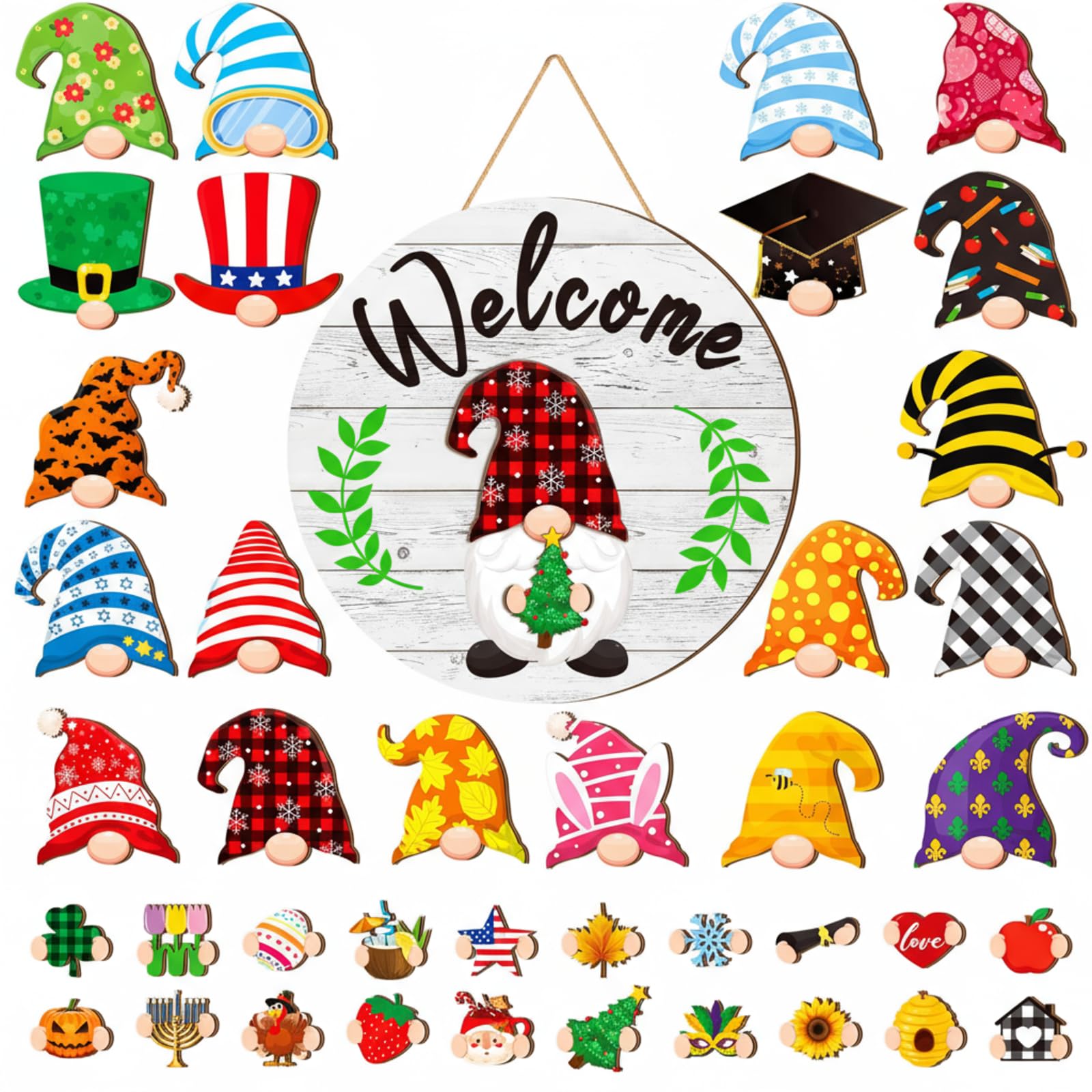 Interchangeable Gnome Welcome Sign