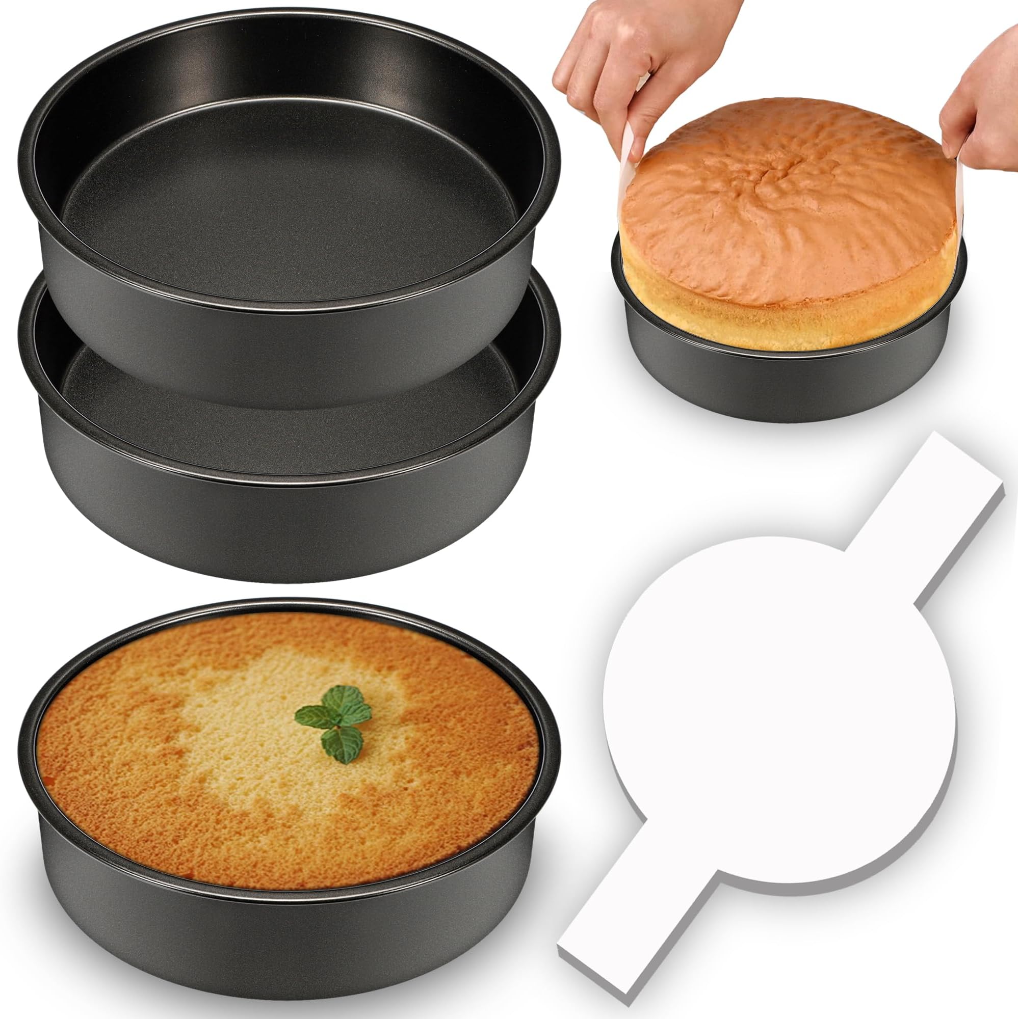 Amazon.com: AWTBDP 8 Inch Cake Pan Set of 3, Nonstick Baking Pans Set ...