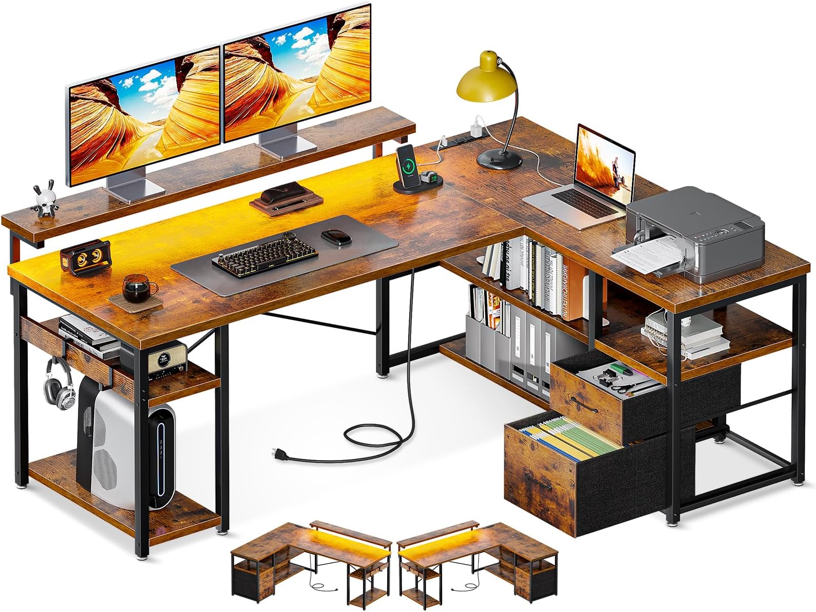 Amazon.com: EVAWOO L Shaped Desk Computer Desk, Office Desk Gaming Desk ...