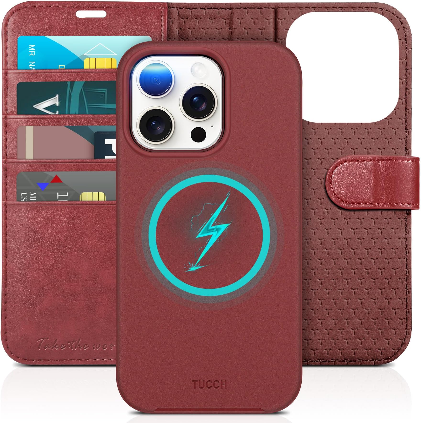 Amazon.com: TUCCH Wallet Case for iPhone 15 Pro, [Removable] 2-in-1 ...