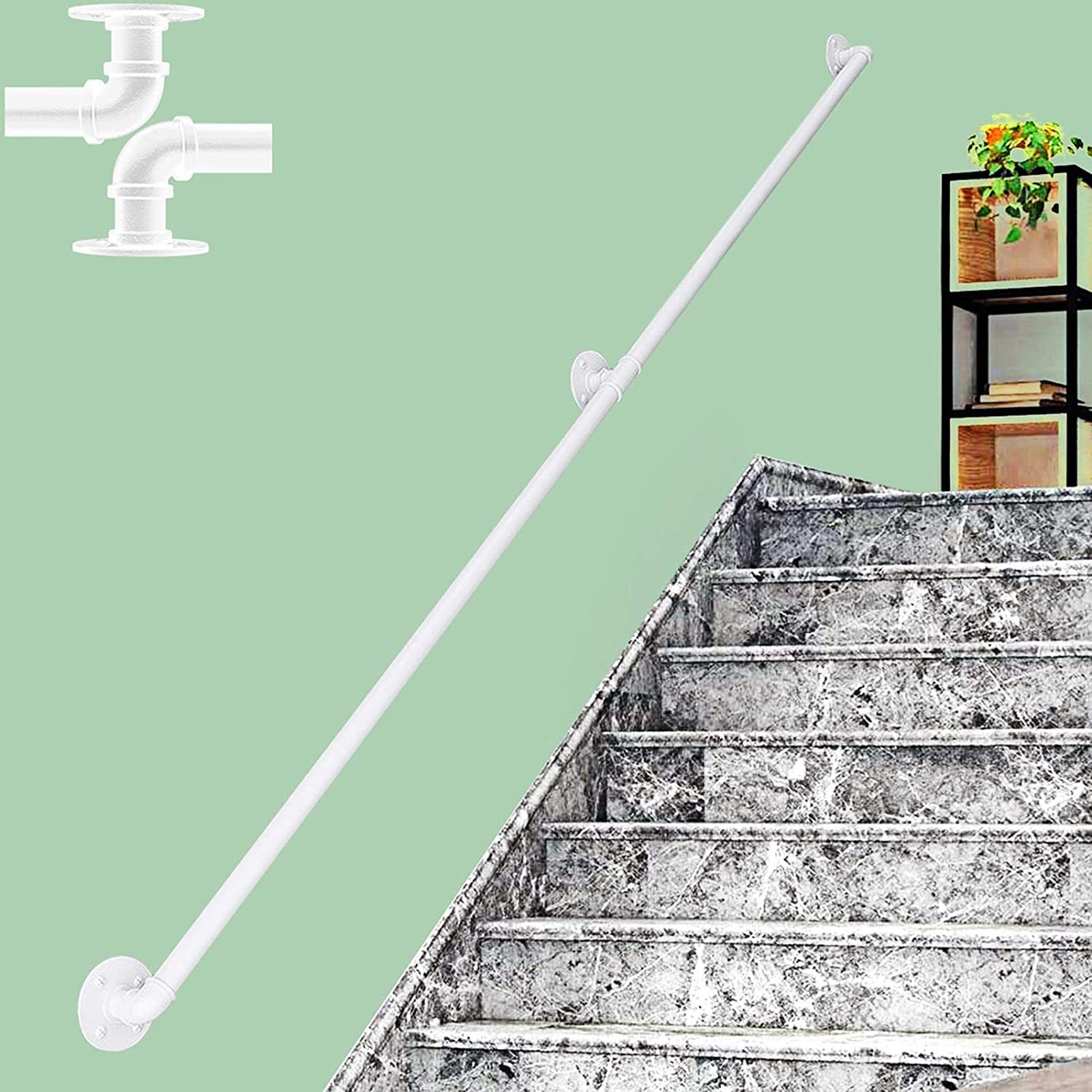 Buy WL-ZZZ Wall Stairs Handrail Banister Rail - Complete Kit. White ...
