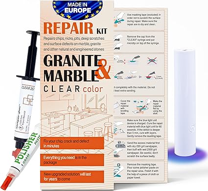 Amazon.com: Marble, Granite & Quartz Countertop Repair Kit (Clear ...