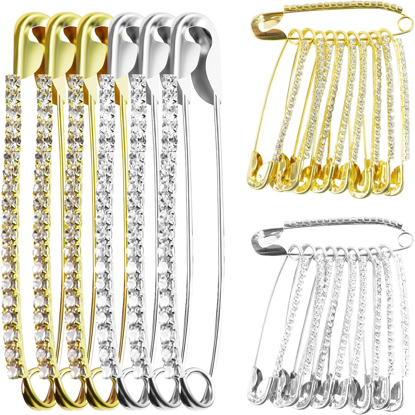 Amazon.com: 20PCS Rhinestone Safety Pins Gold Brooch - Hijab Pins ...