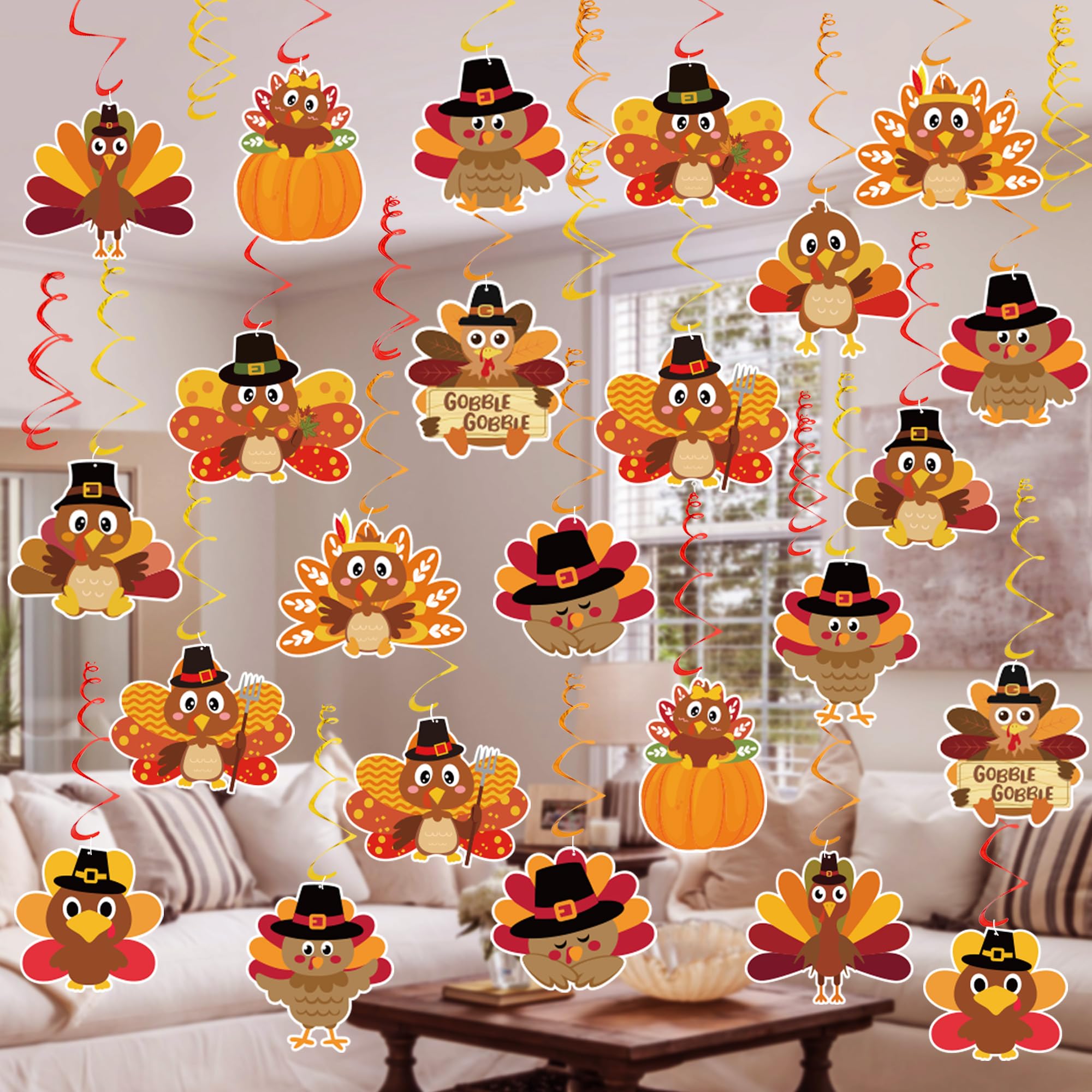 Amazon.com: 36 Pack Thanksgiving Decorations Hanging Swirls - NO DIY ...
