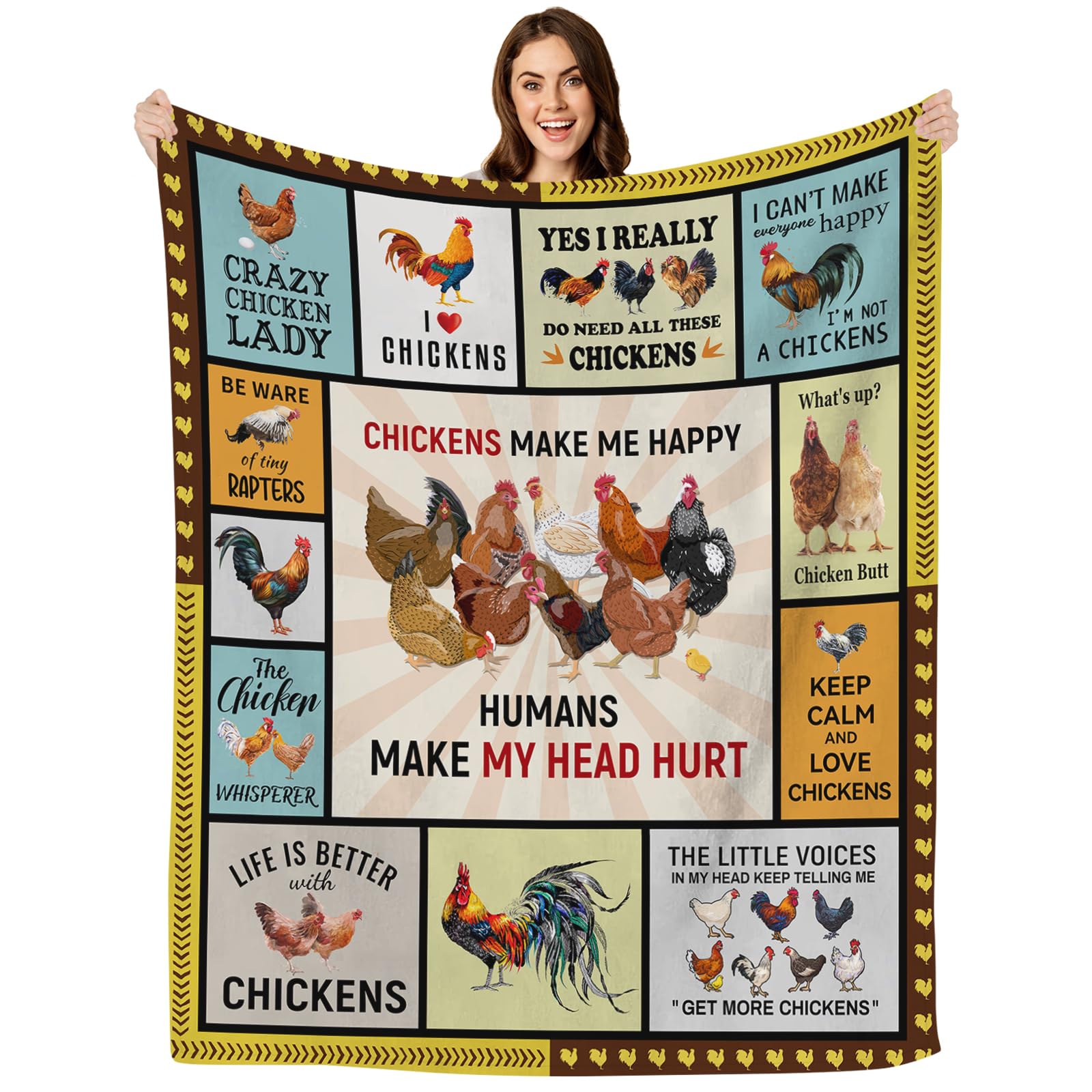 Amazon.com: SKT T1 Chicken Blanket Fun Farm Chicken Rooster Hen Throw ...