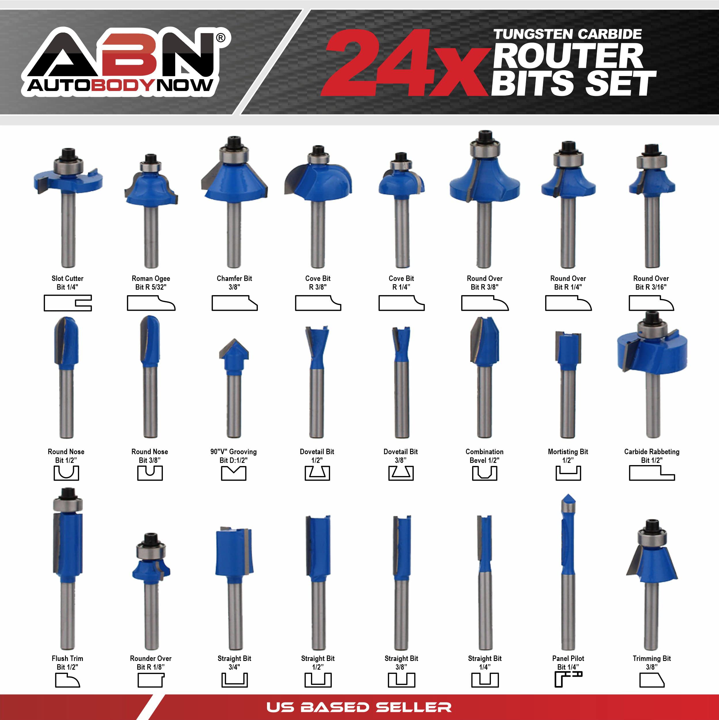 Snapklik.com : Tungsten Carbide Router Bit Set - 24 Piece Router Set 1 ...